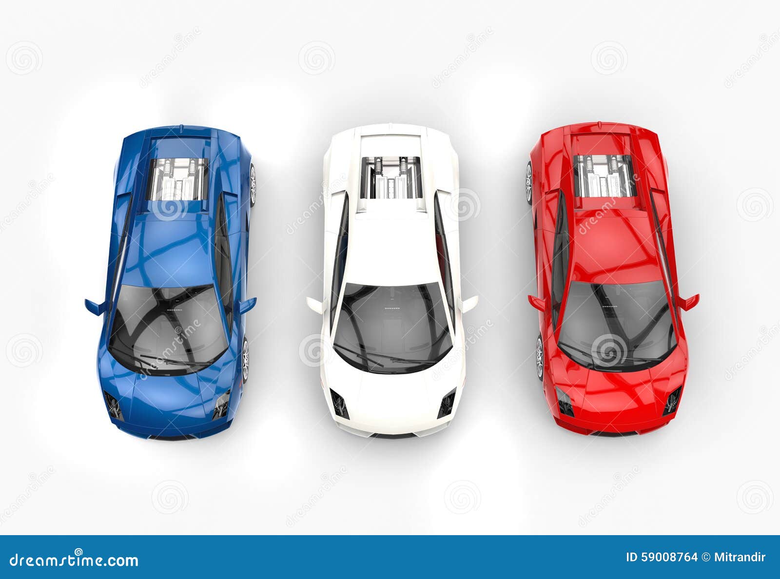 Three Supercars Top View stock illustration. Illustration of render ...