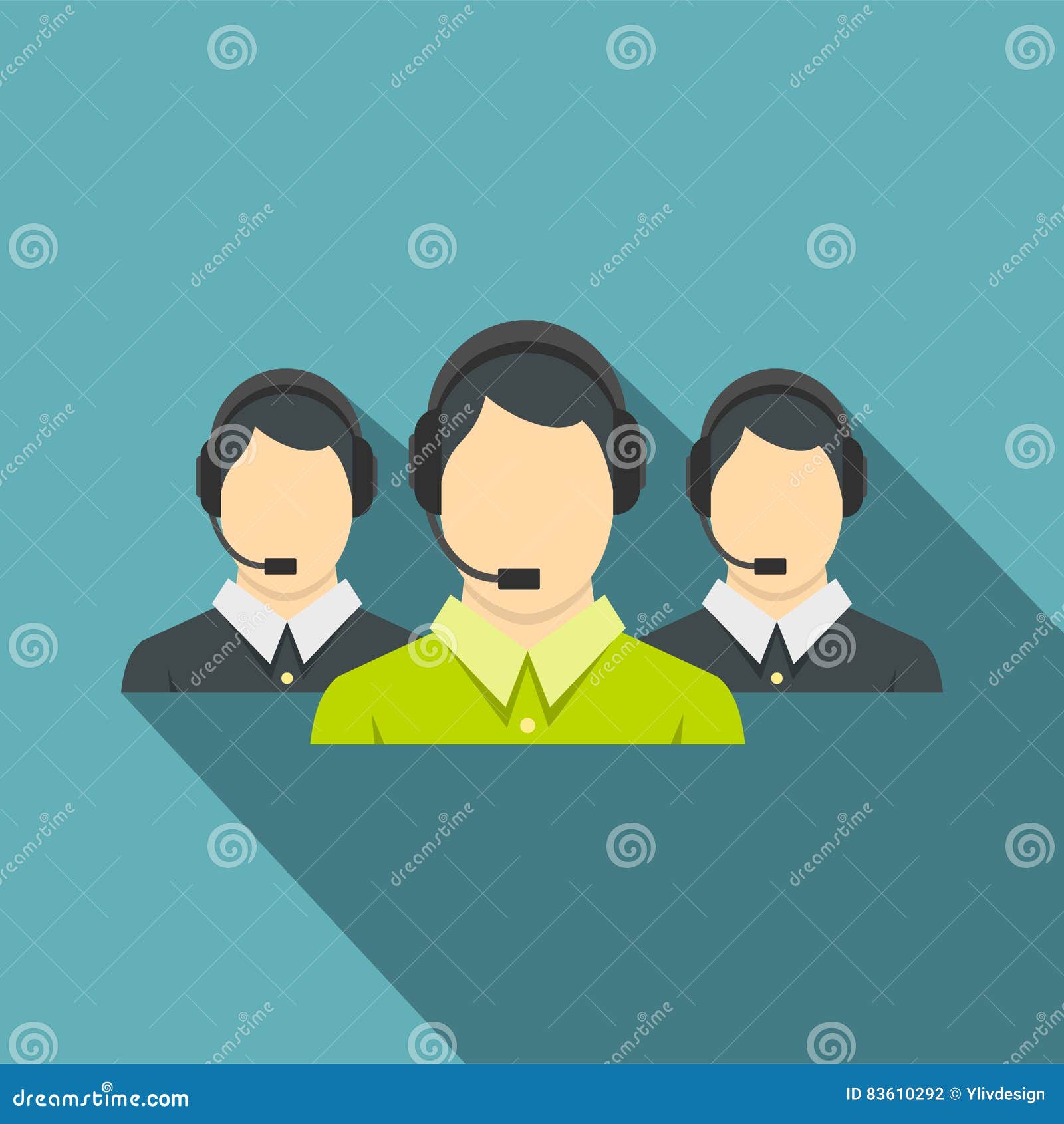 Three Support Phone Operators Icon, Flat Style Stock Vector ...