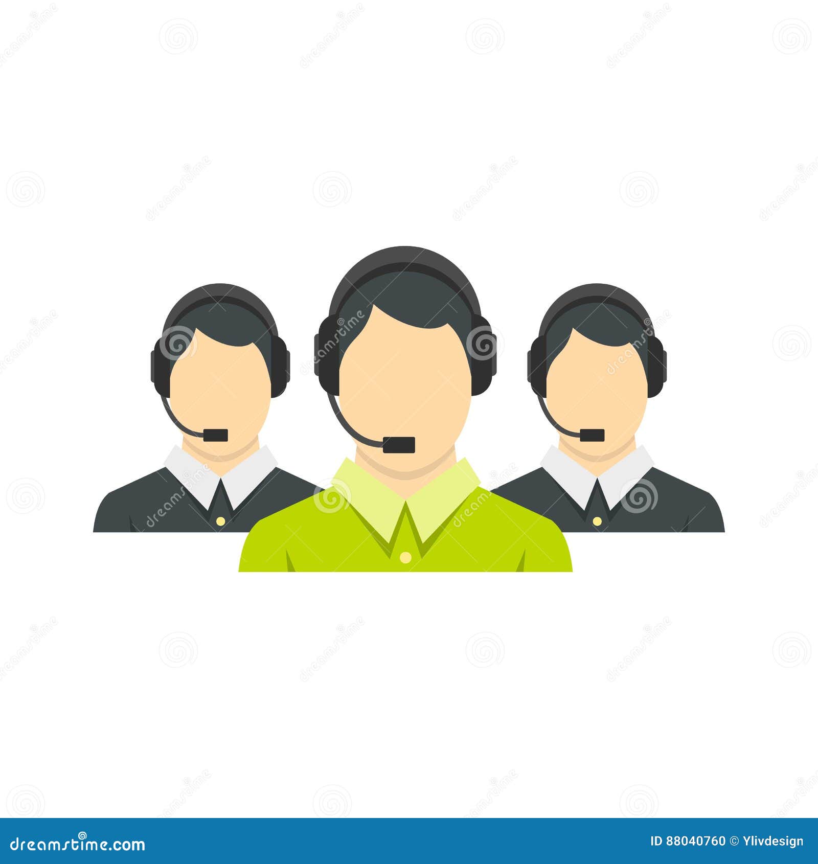 Three Support Phone Operators Icon, Flat Style Stock Vector ...
