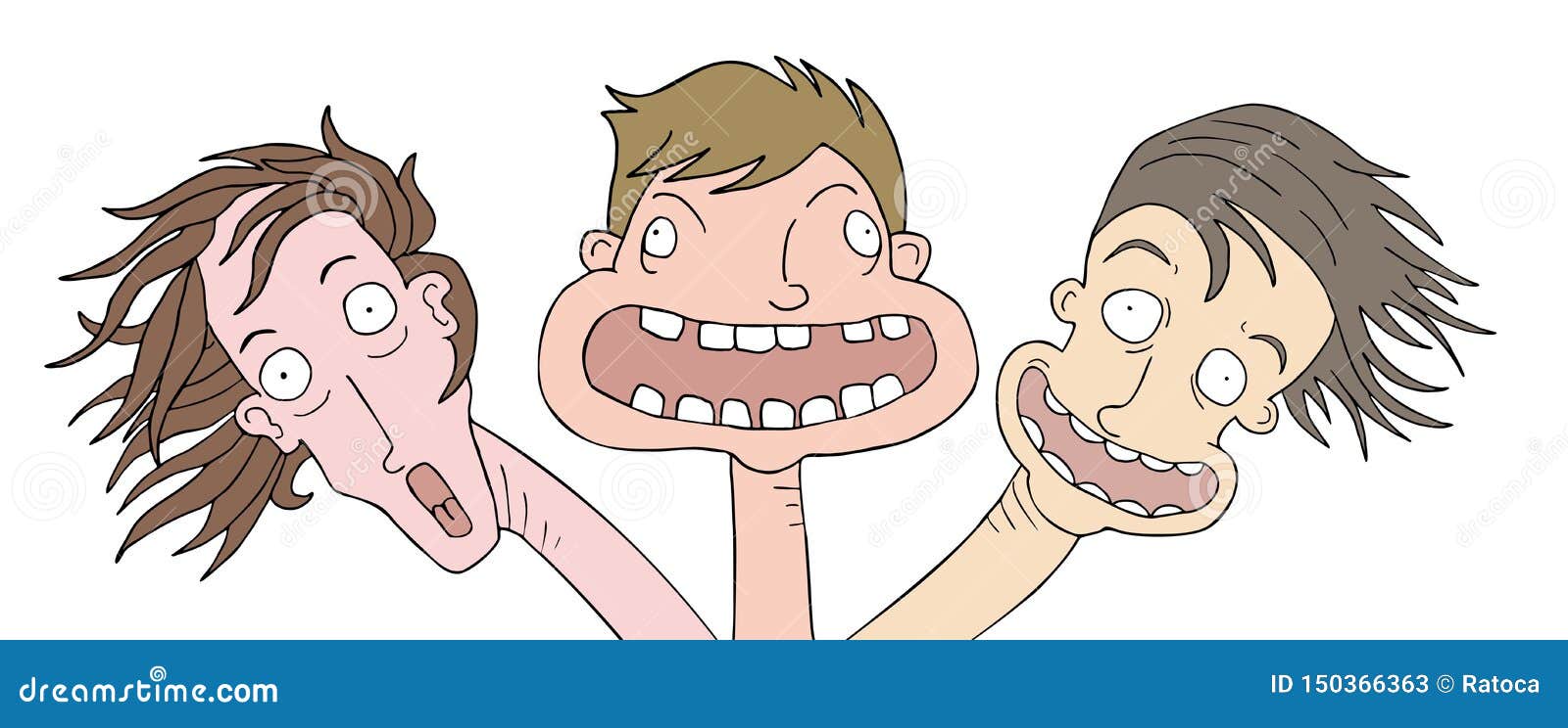 Three surprised faces stock vector. Illustration of male - 150366363