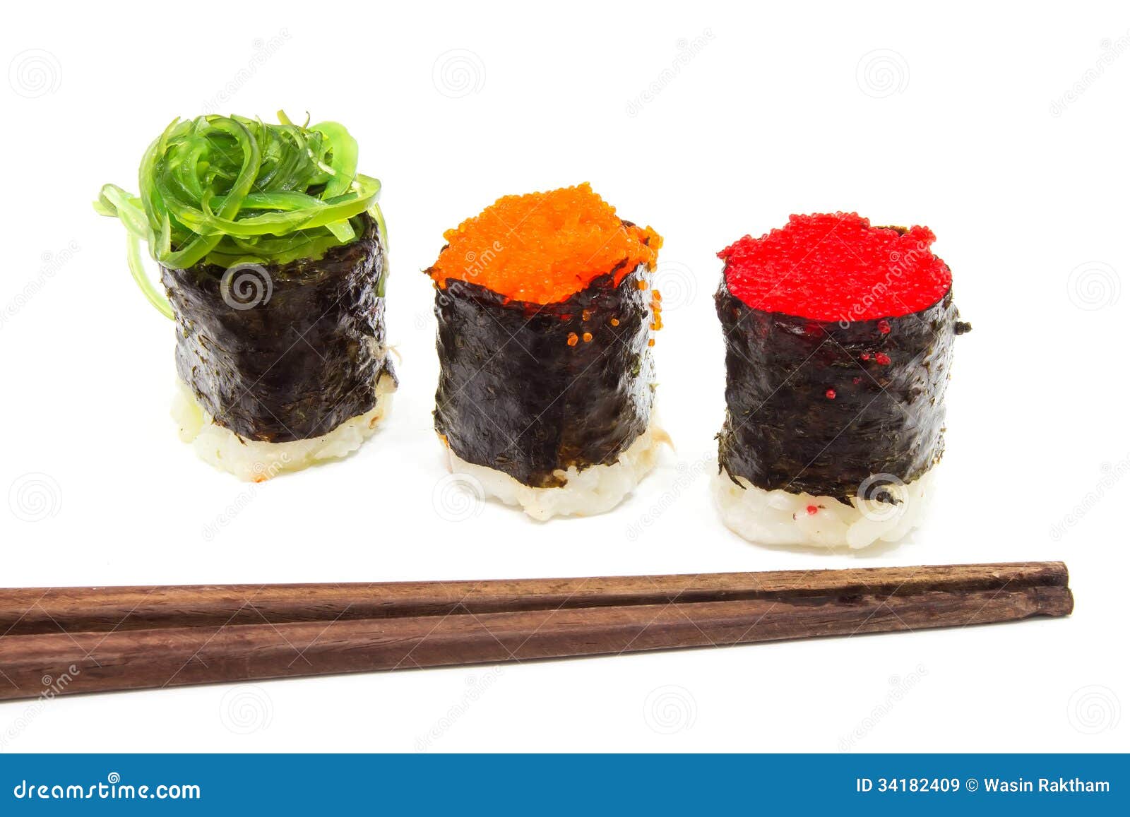 Three Sushi with Chopsticks. Stock Image - Image of caviar, japanese ...