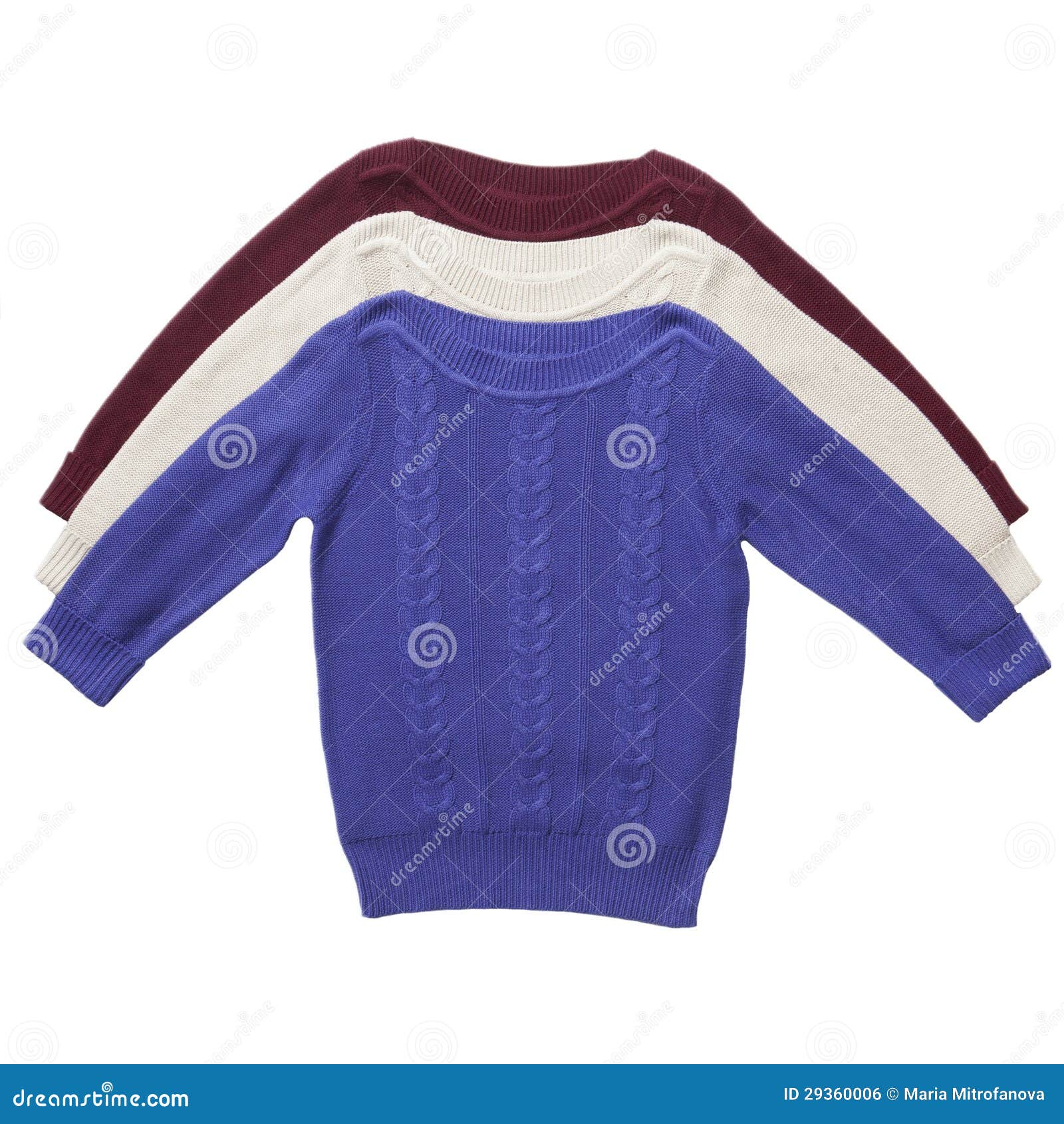 Three sweaters isolated stock photo. Image of knitwear - 29360006