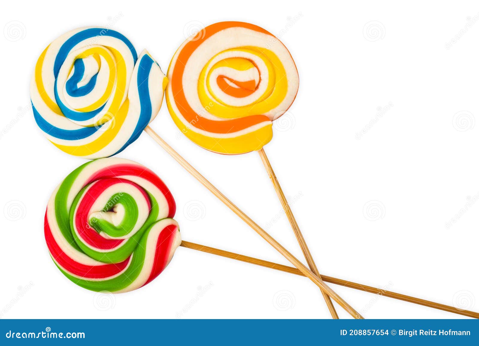 Three sweet Lollipops stock photo. Image of striped - 208857654