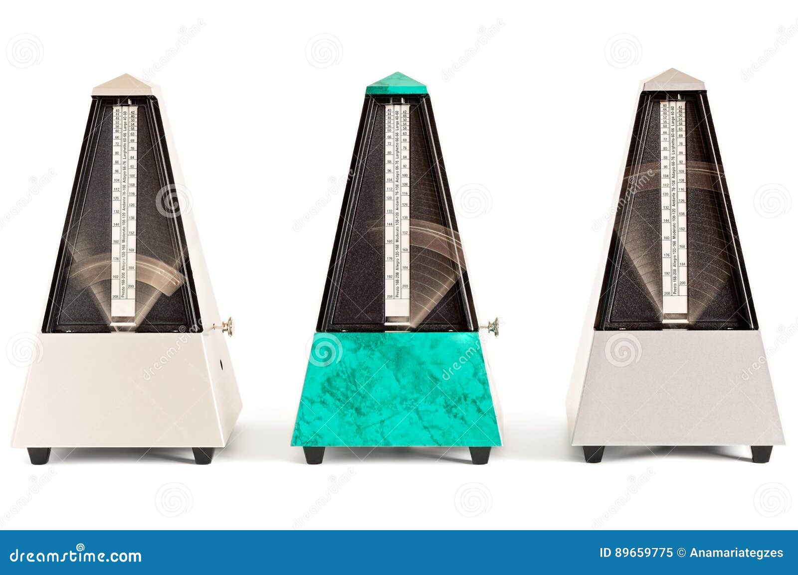 Three Swinging Pyramid Metronomes Stock Image - Image of swing ...