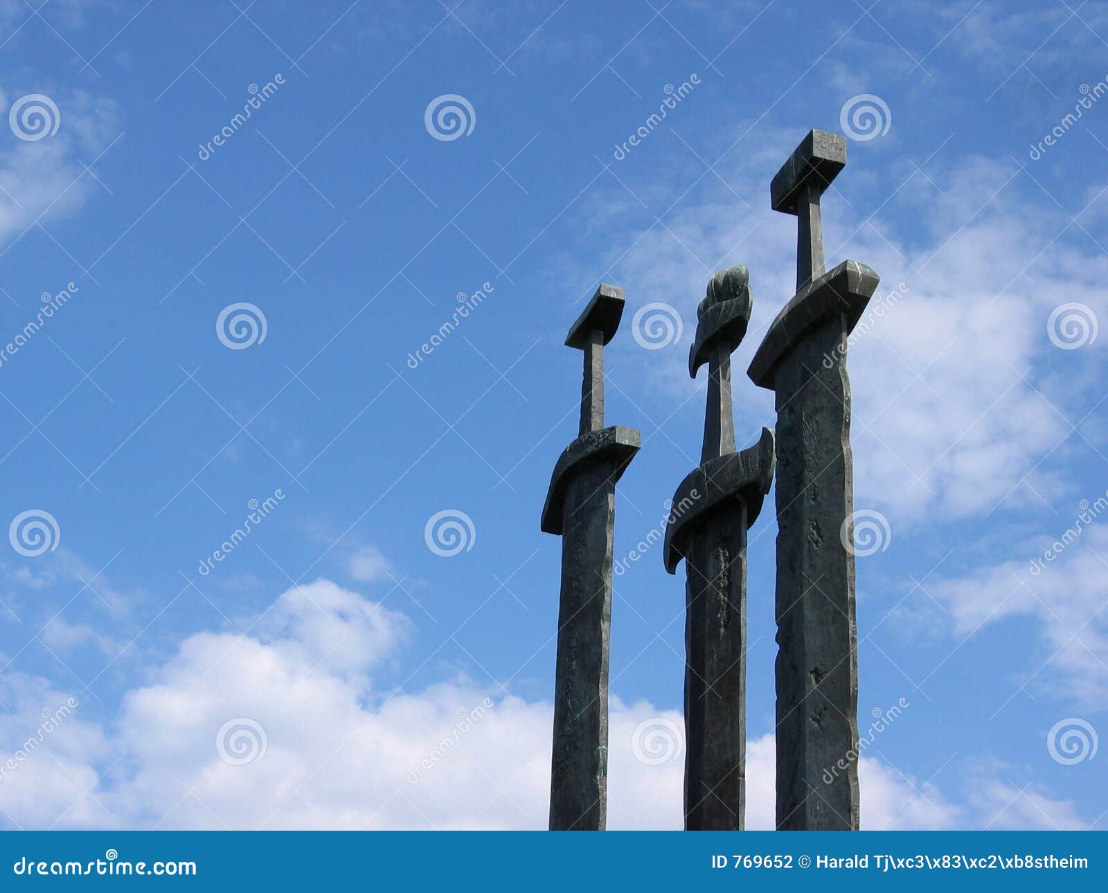Three swords at Hafrsfjord stock photo. Image of tourist - 769652