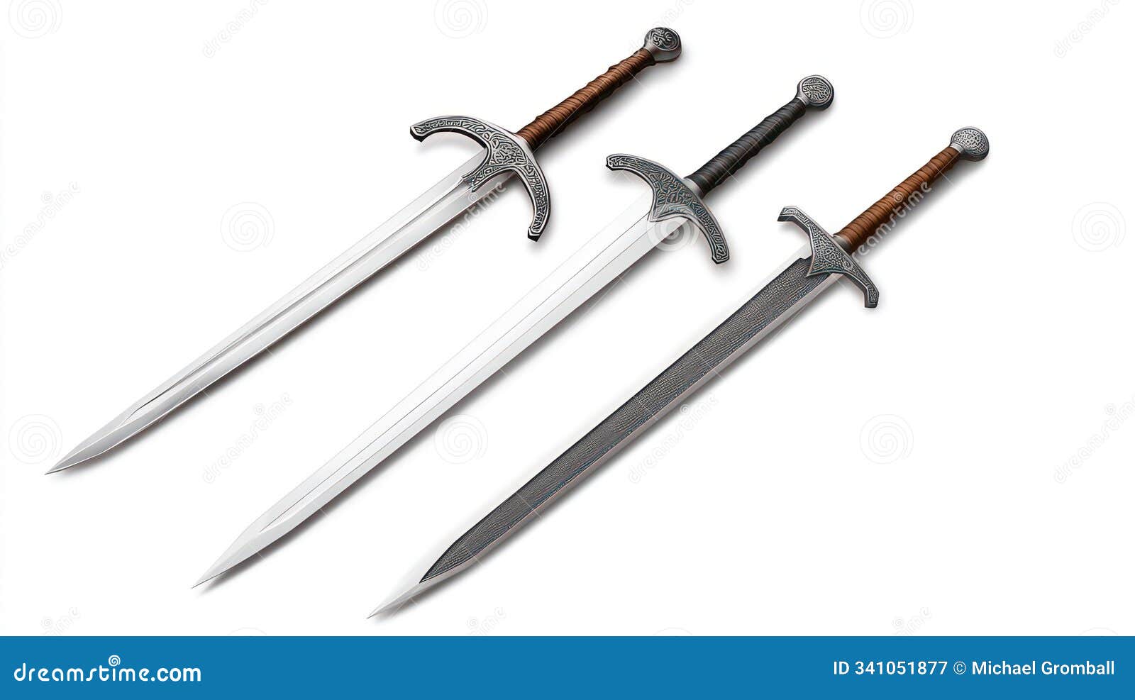 Three Swords Isolated on White Created with Generative AI. Big Medieval ...