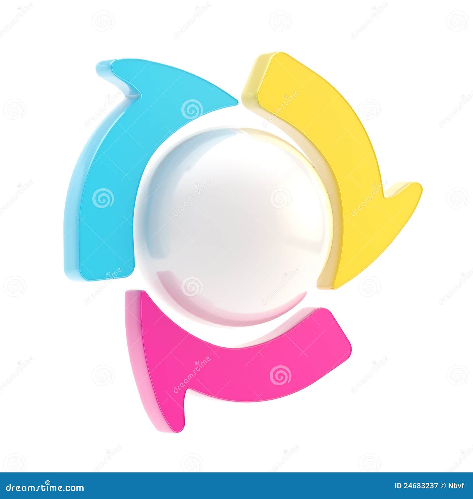 Three Symbolic Arrow Spin Around Sphere Stock Illustration ...