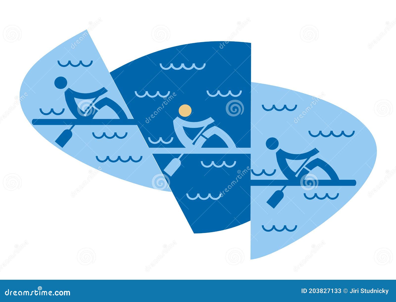 Rowing Race Silhouette With Moon Icon Vector | CartoonDealer.com #184410275