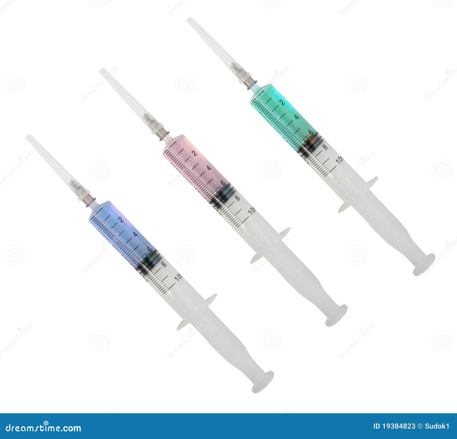 Three Syringes with Colored Solutions Stock Image - Image of vaccine ...