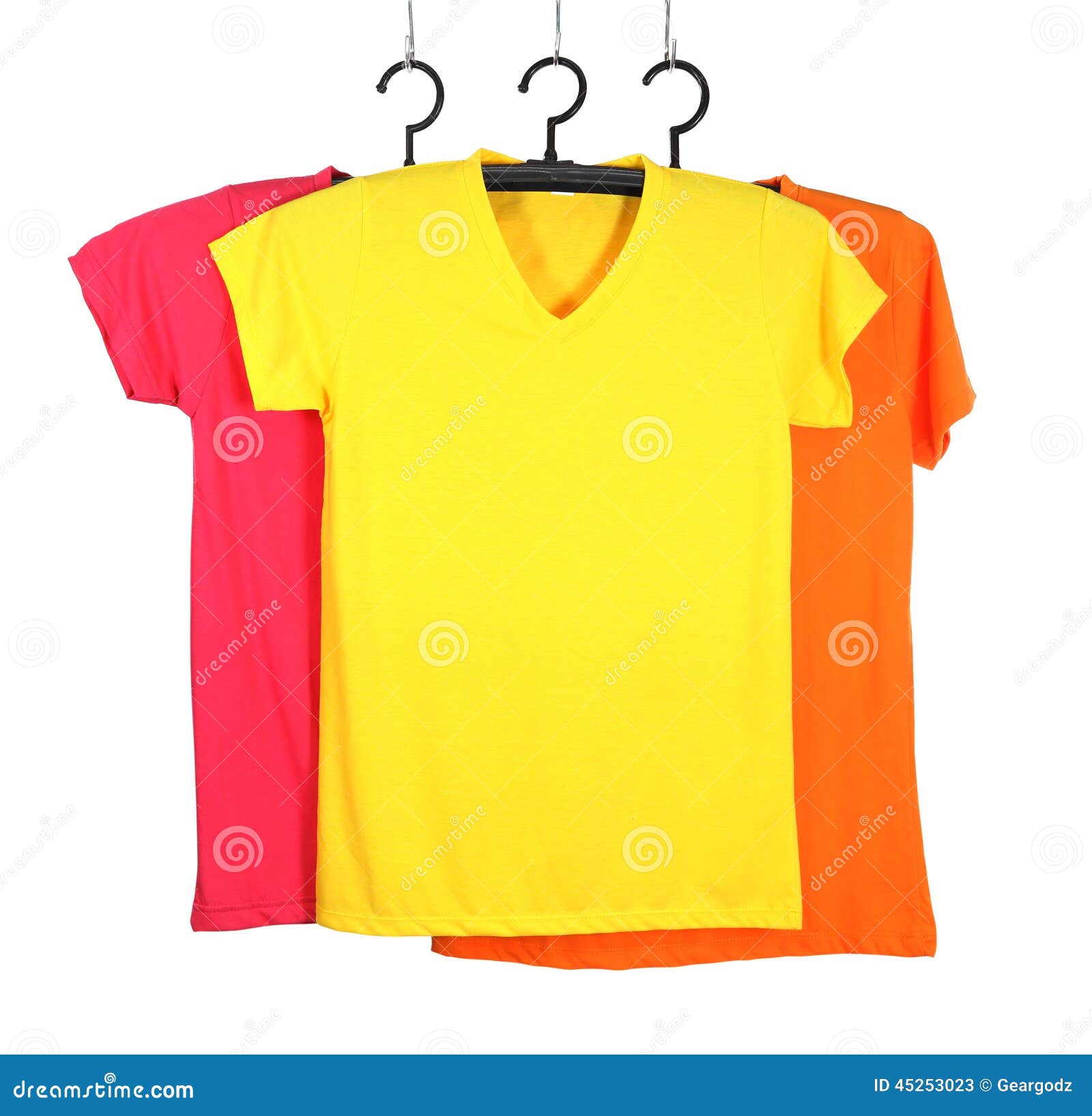 Three T-shirt Template On Hange Isolated On White Royalty-Free Stock ...