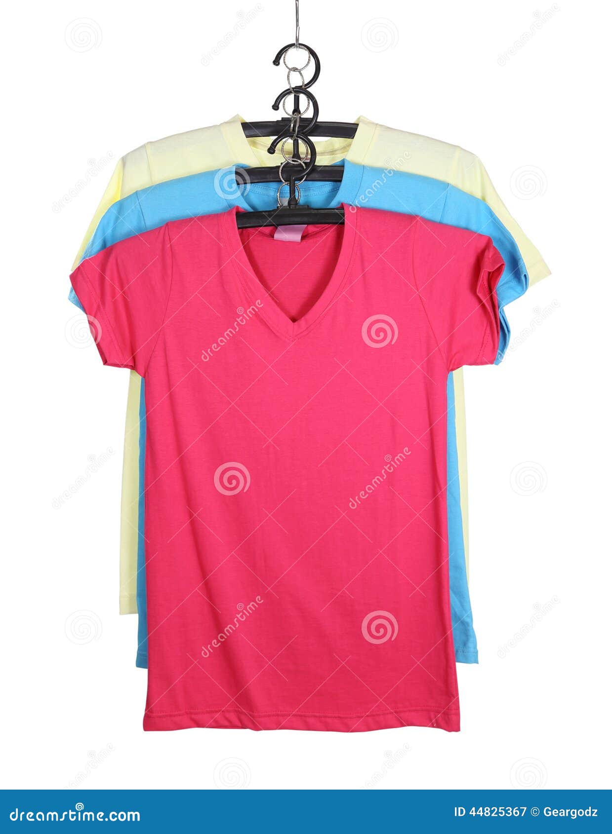 Three T-shirt Template On Hange Isolated On White Royalty-Free Stock ...