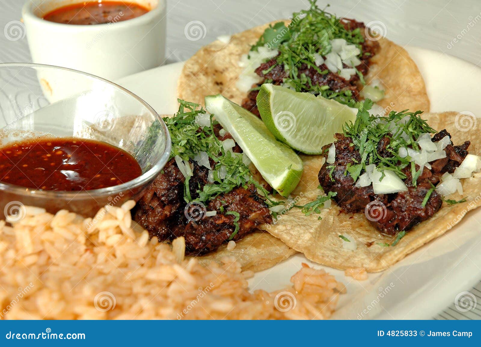 Three tacos stock image. Image of beef, spanish, cafe - 4825833