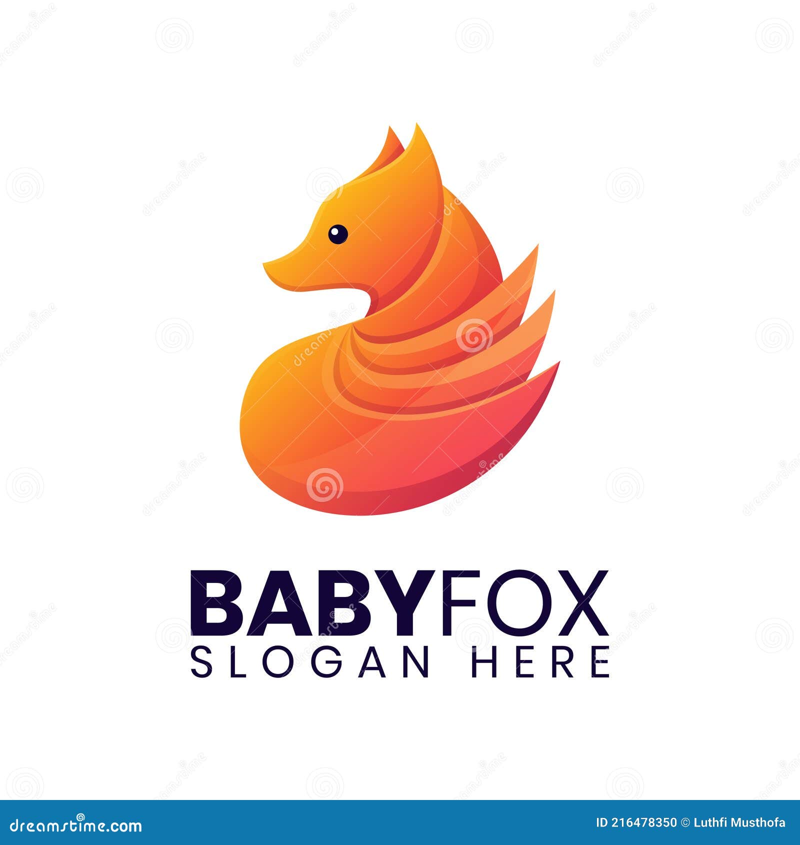 Three tails baby fox logo stock vector. Illustration of animal - 216478350