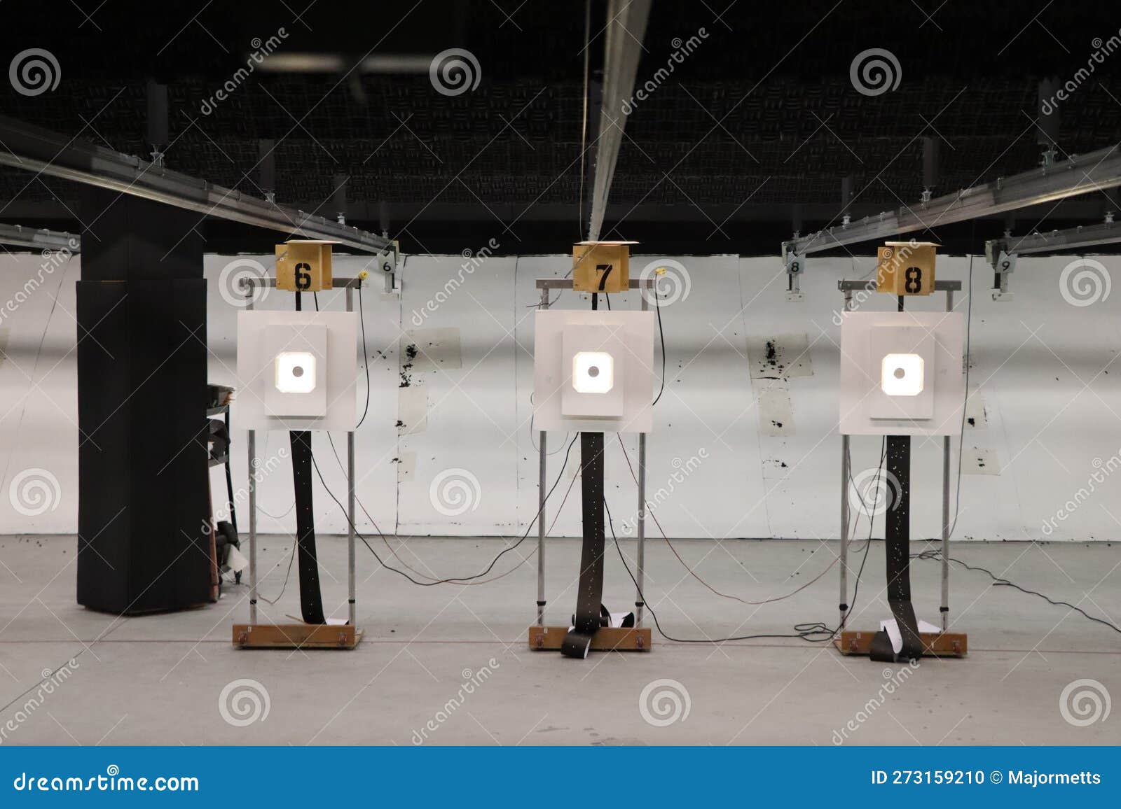 Three Targets in Black and White Indoor Shooting Range Stock Photo ...