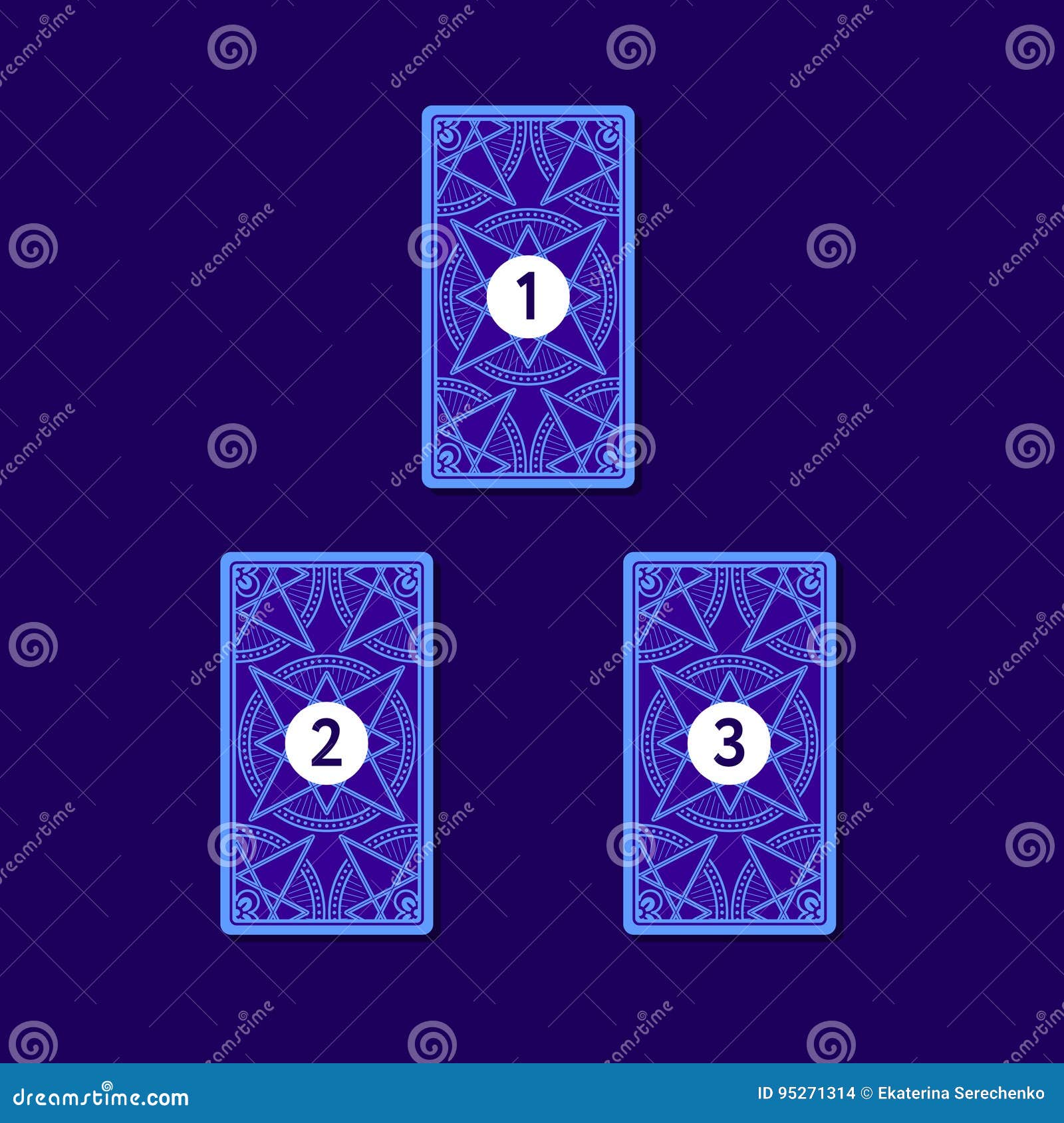 Three Tarot Card Spread. Reverse Side Vector Illustration ...
