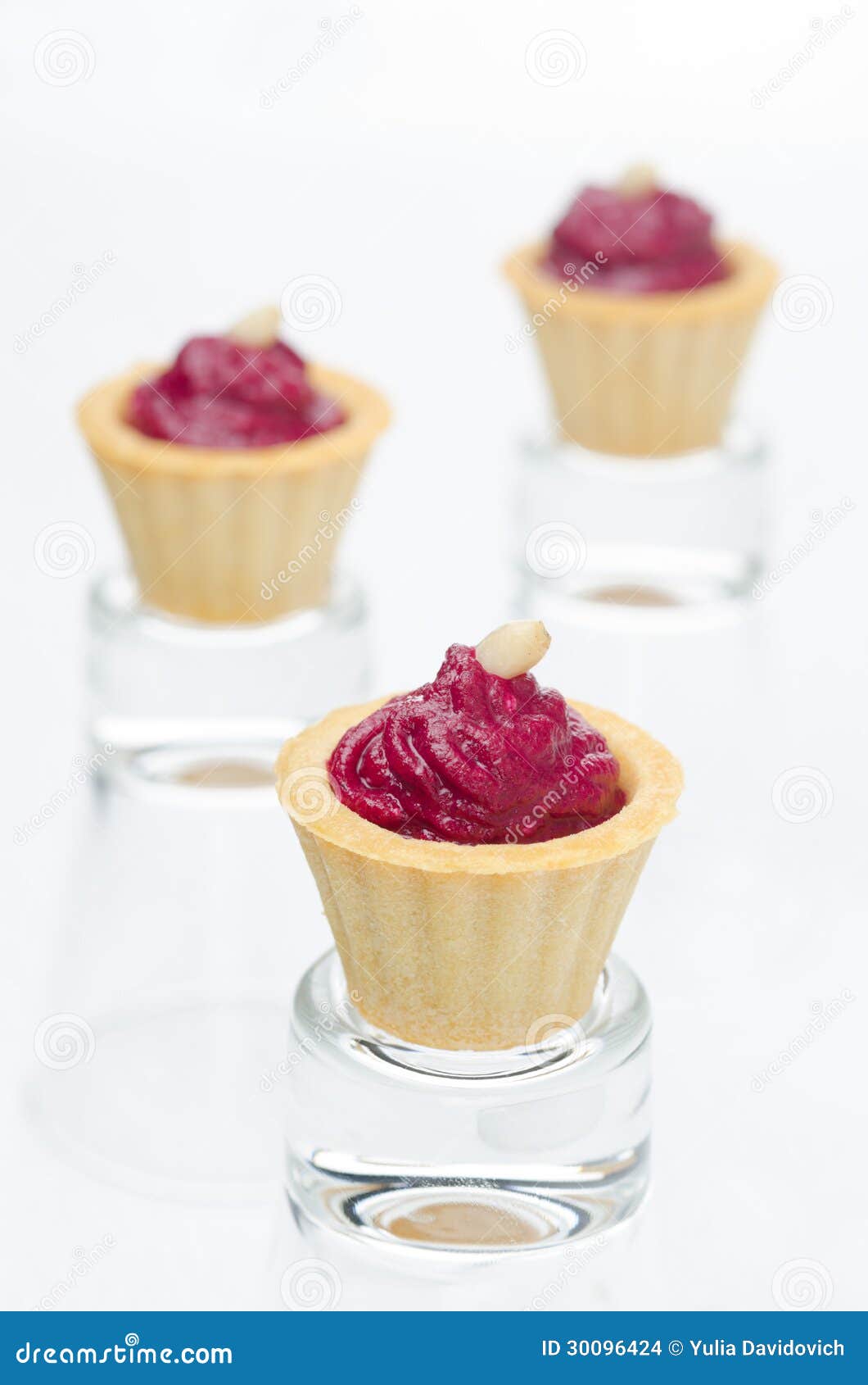Three Tartlets with Beetroot Mousse and Goat Cheese Stock Photo - Image ...