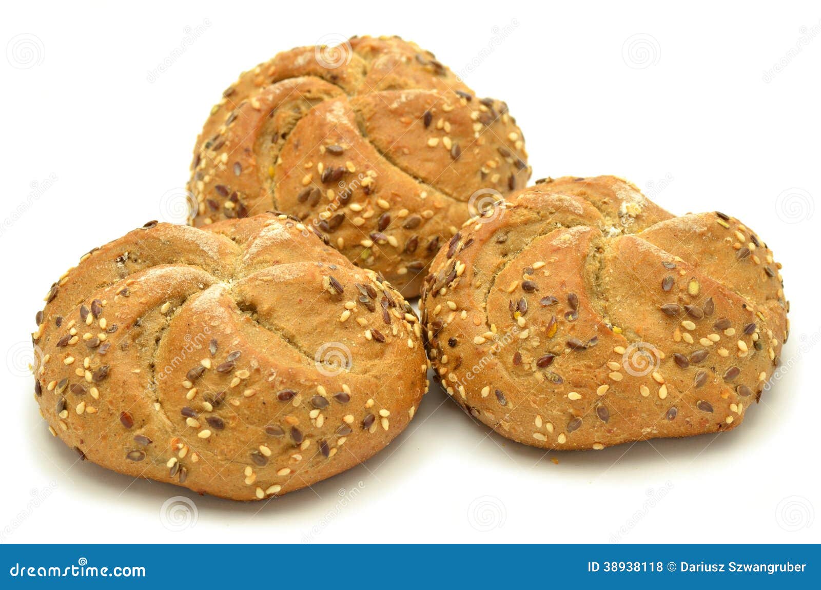 Three Tasty Buns Isolated on White Stock Photo - Image of grain ...