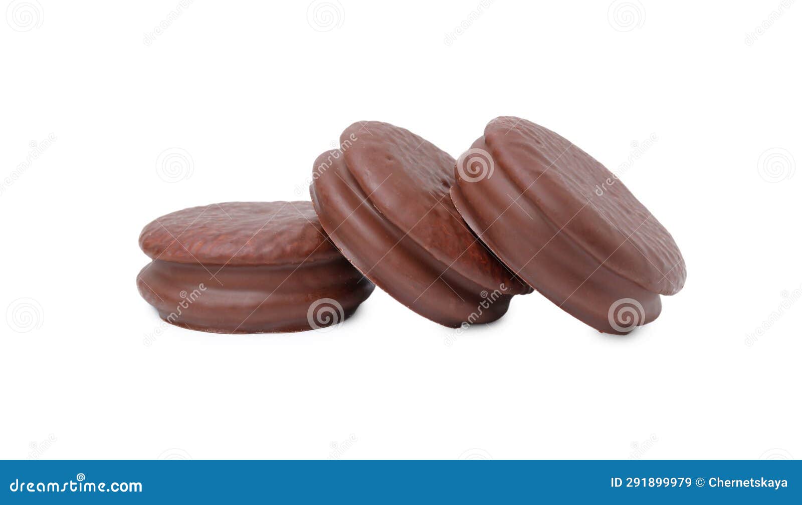 Three Tasty Choco Pies Isolated on White Stock Image - Image of cookie ...