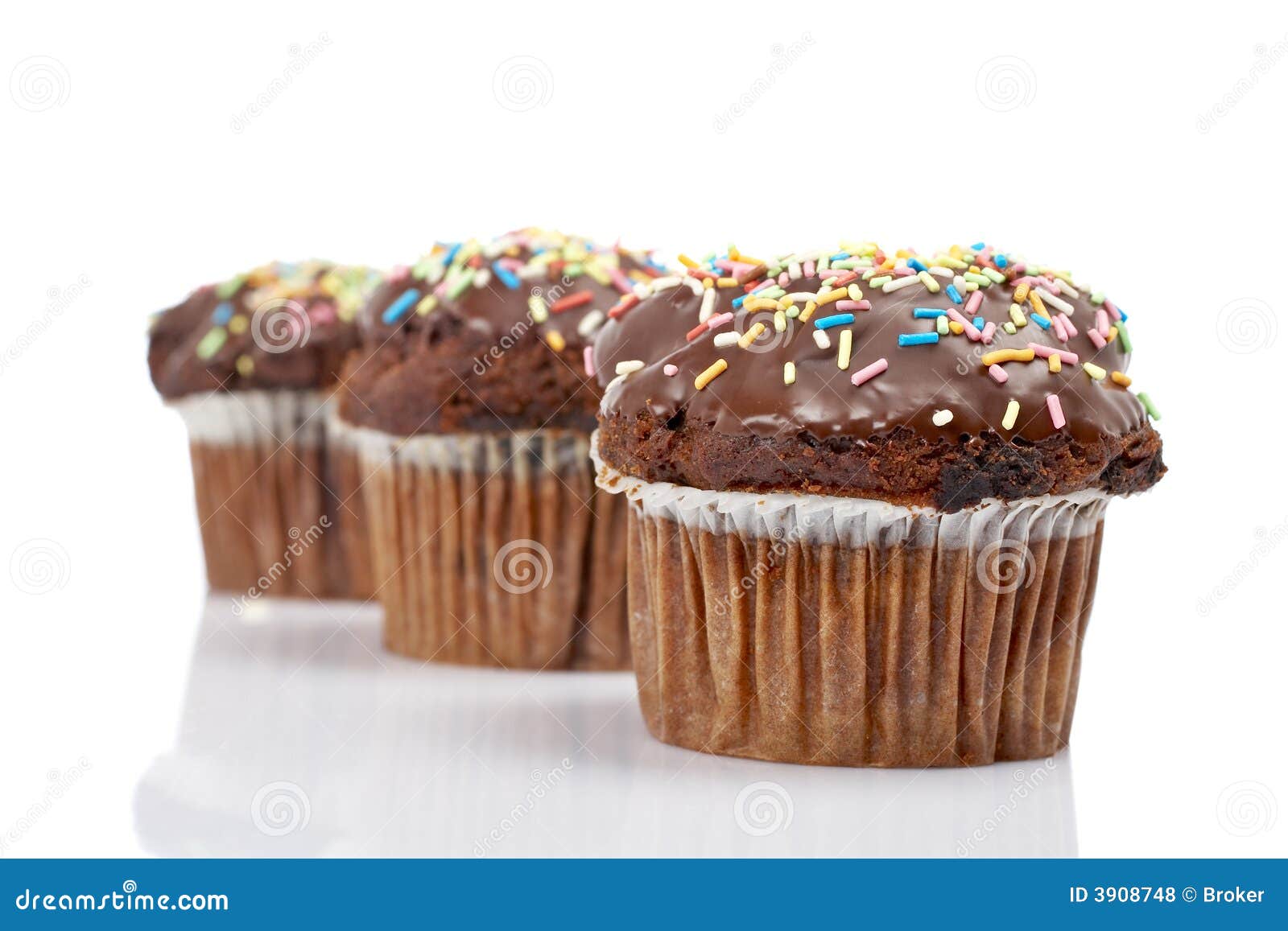 Three Tasty Muffin with Chocolate Stock Photo - Image of dessert, crust ...