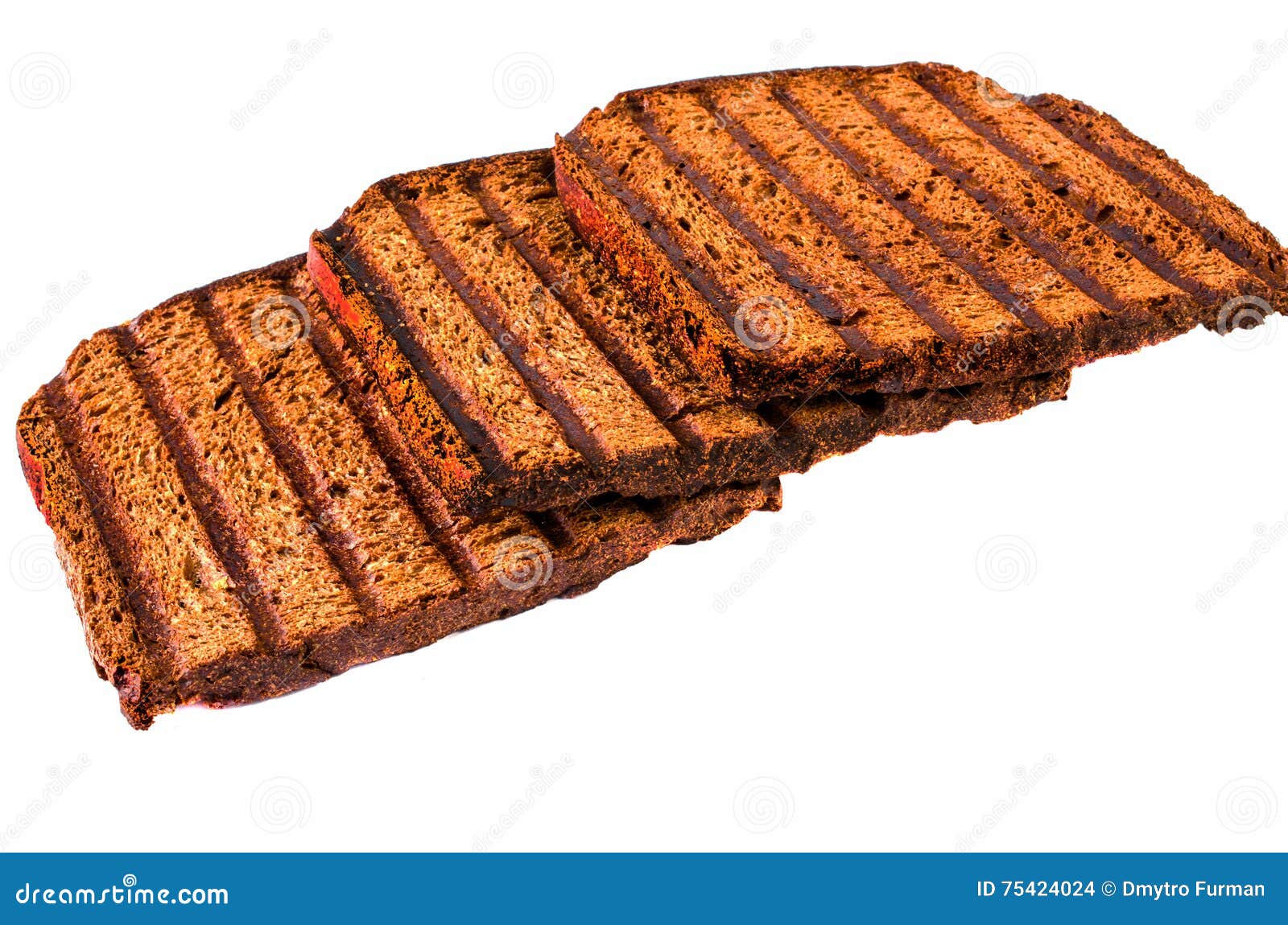 Three Tasty Toast of Black Bread. Stock Photo - Image of black ...