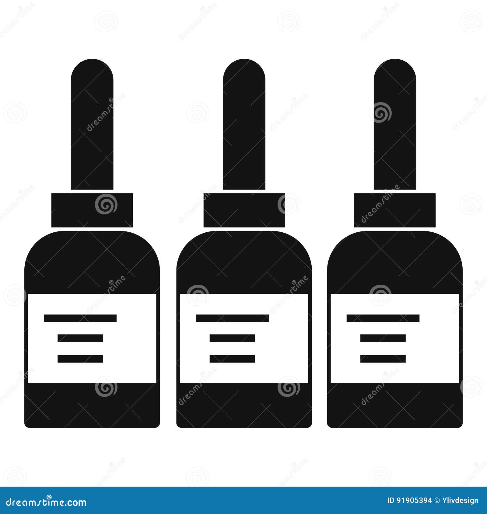 Three Tattoo Ink Bottles Icon Simple Stock Vector - Illustration of ...