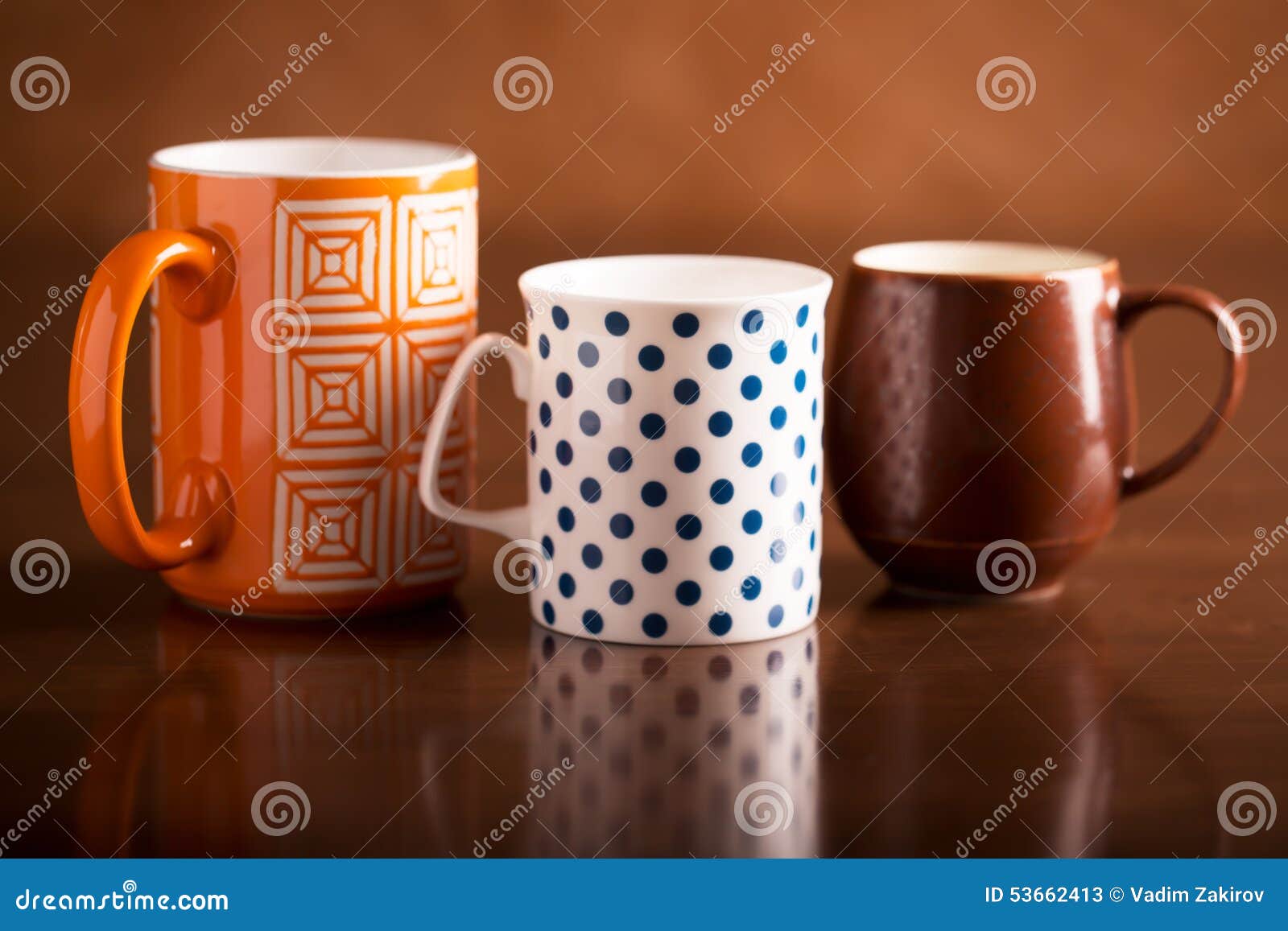 Three tea cups stock image. Image of rustic, breakfast - 53662413
