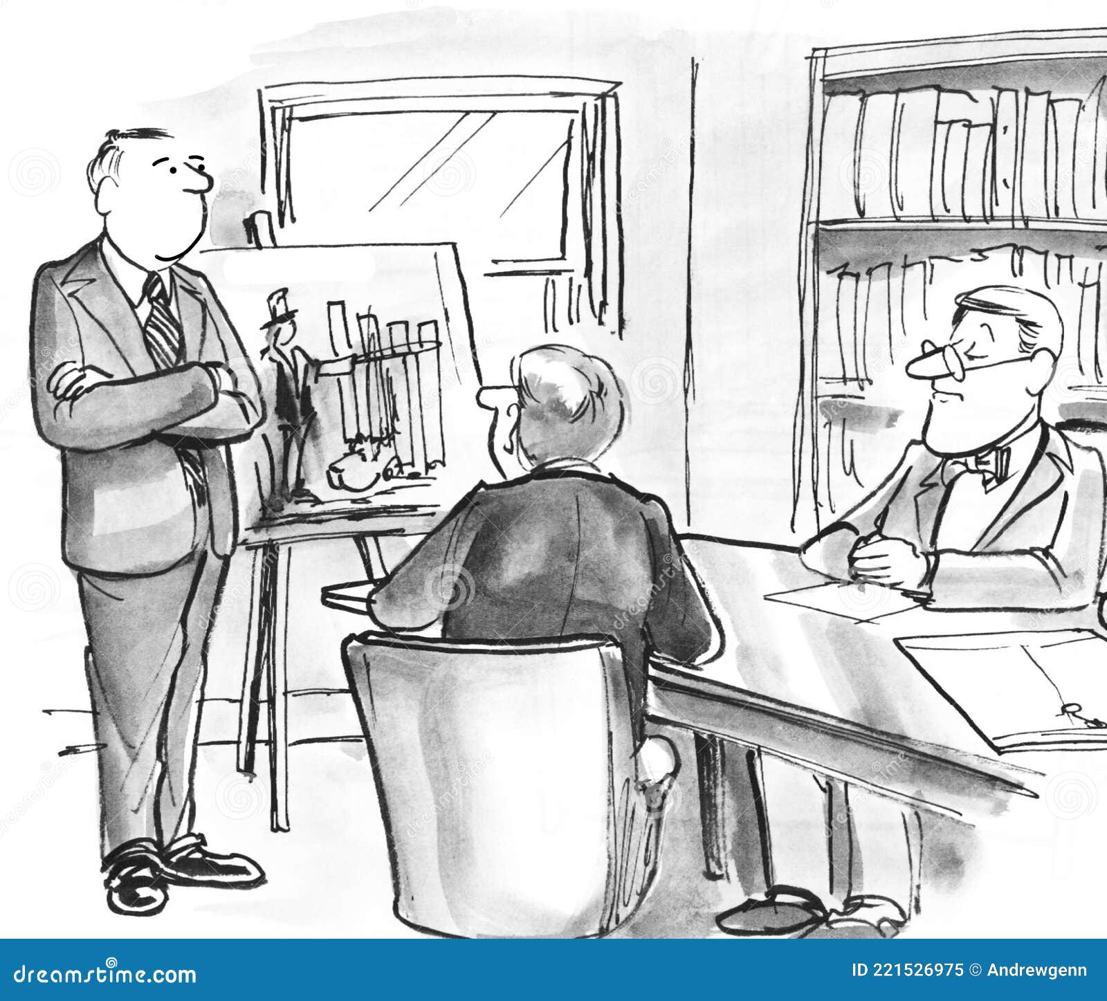 Three Team Members in Meeting Stock Illustration - Illustration of team ...