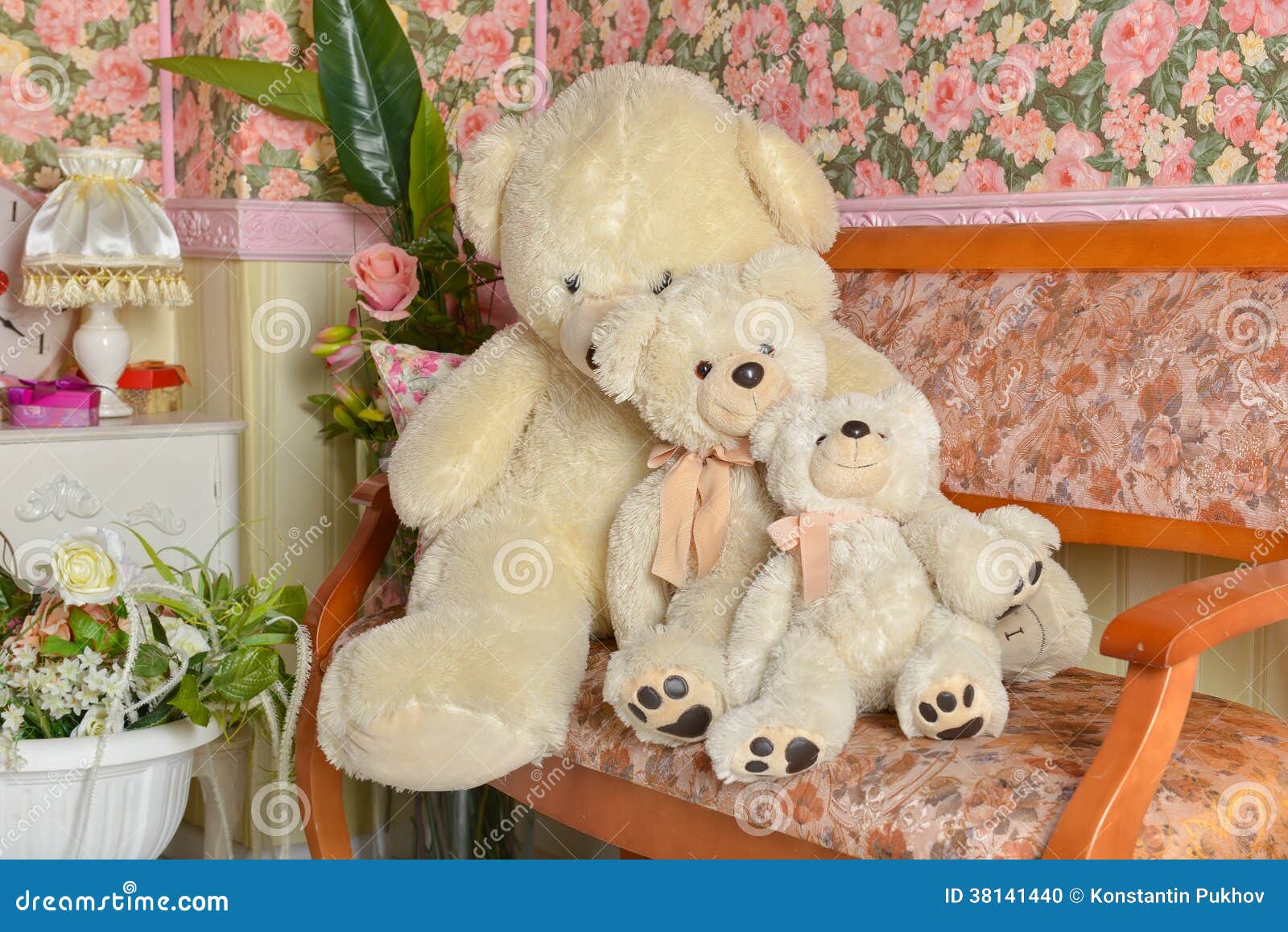 Three Teddy Bears Isolated On White - Concept For Happy Family. Stock ...