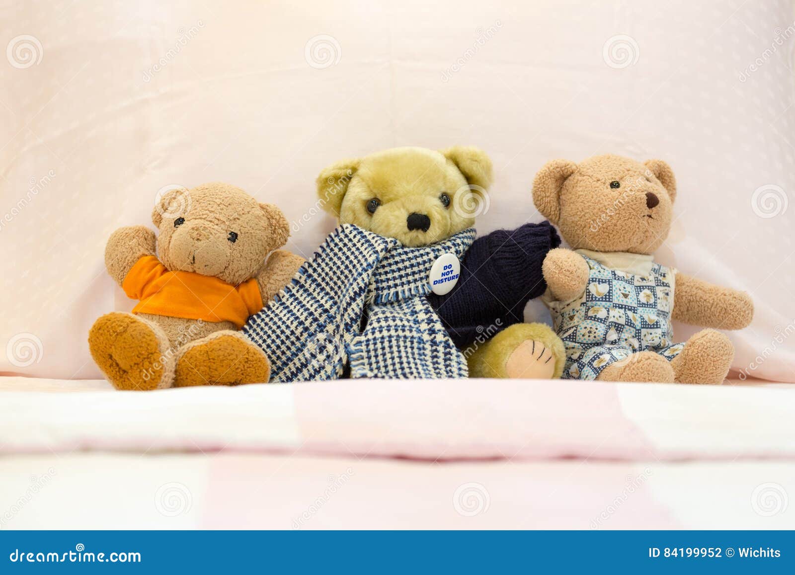 Three Teddy Bears Isolated On White - Concept For Happy Family. Stock ...