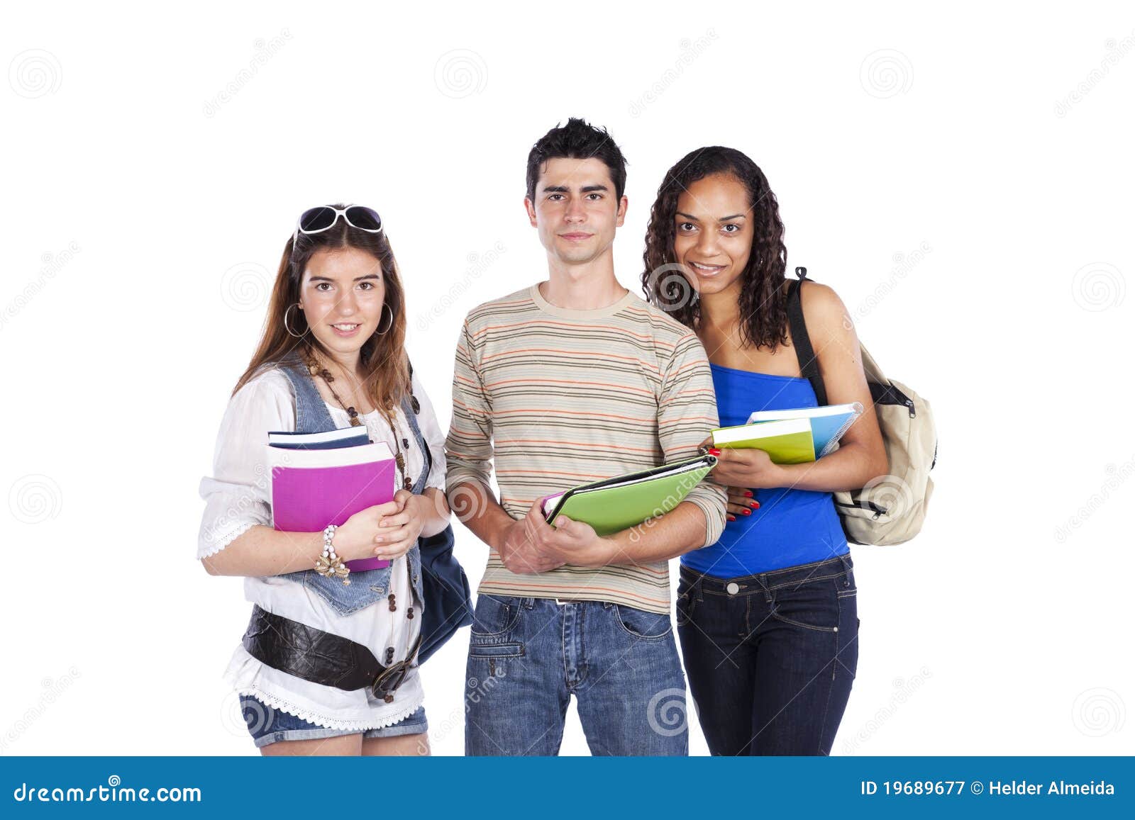 Three teenage studens stock image. Image of camera, late - 19689677