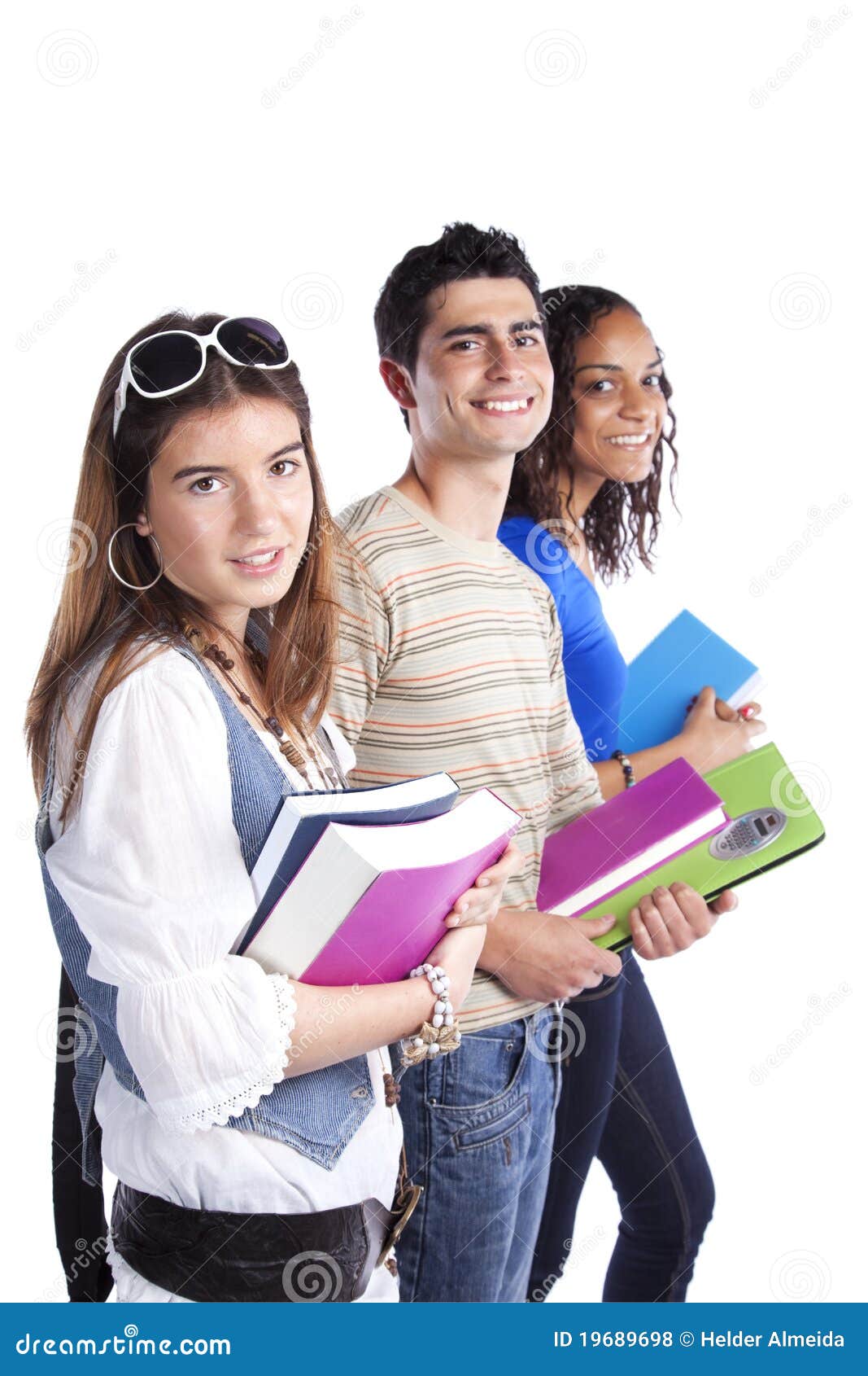 Three teenage studens stock photo. Image of group, female - 19689698