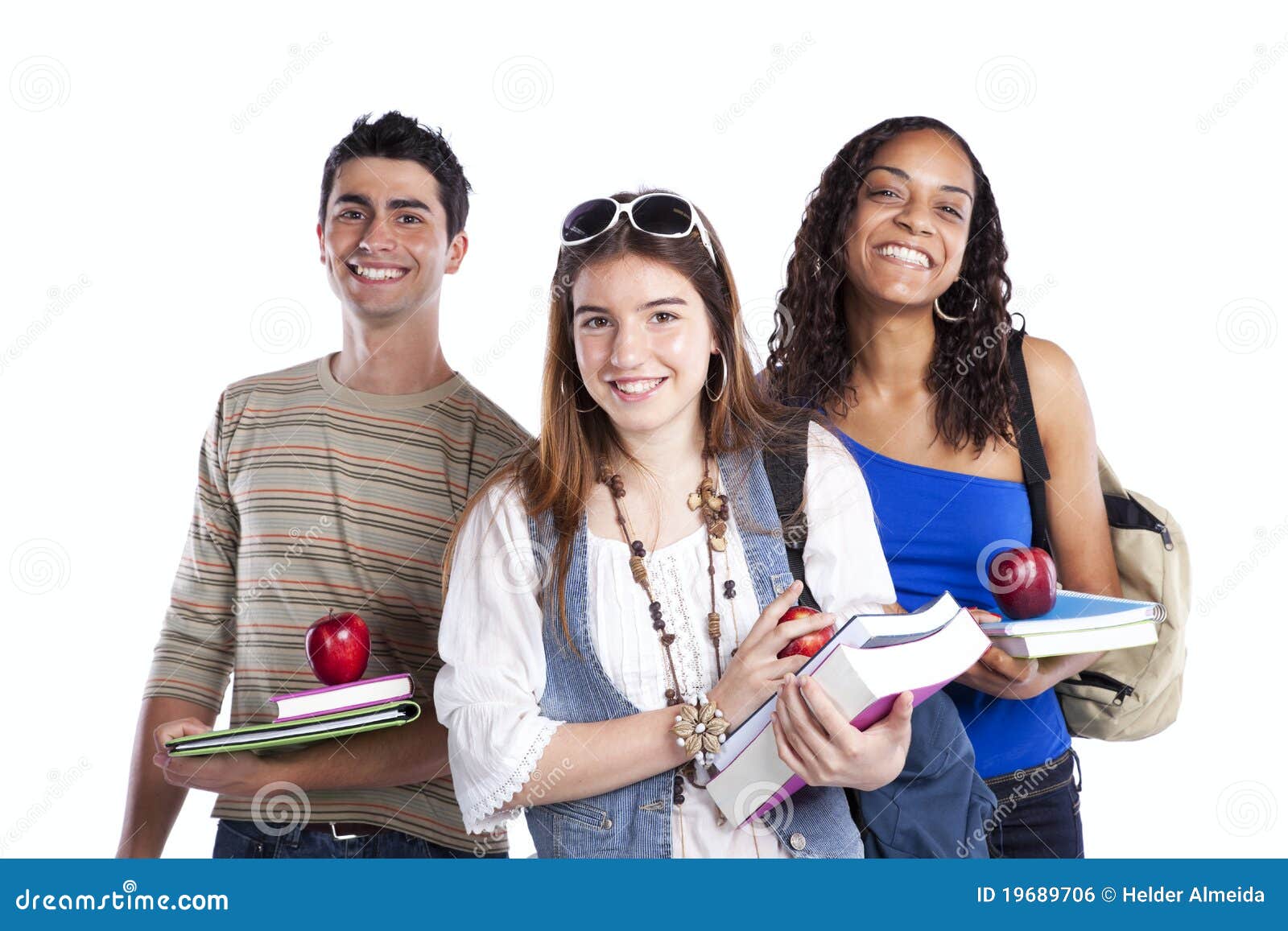 Three teenage studens stock photo. Image of african, horizontal - 19689706