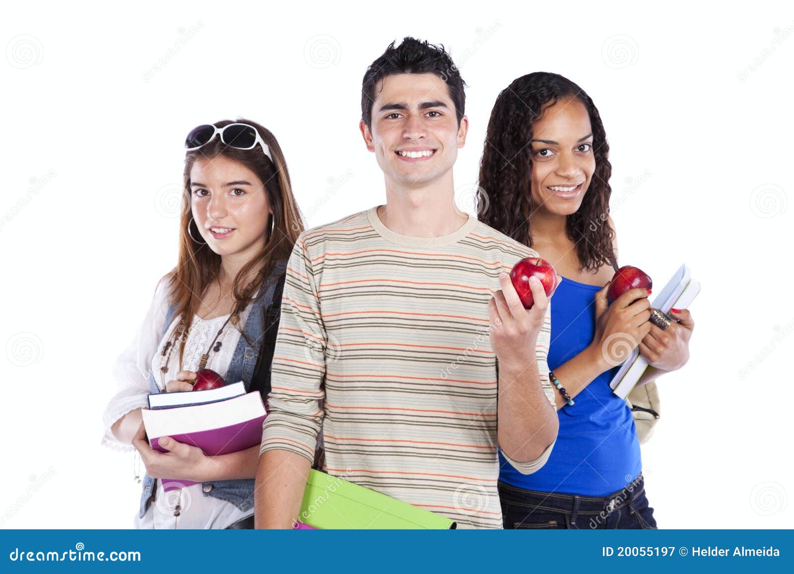 Three teenage studens stock image. Image of adolescence - 20055197