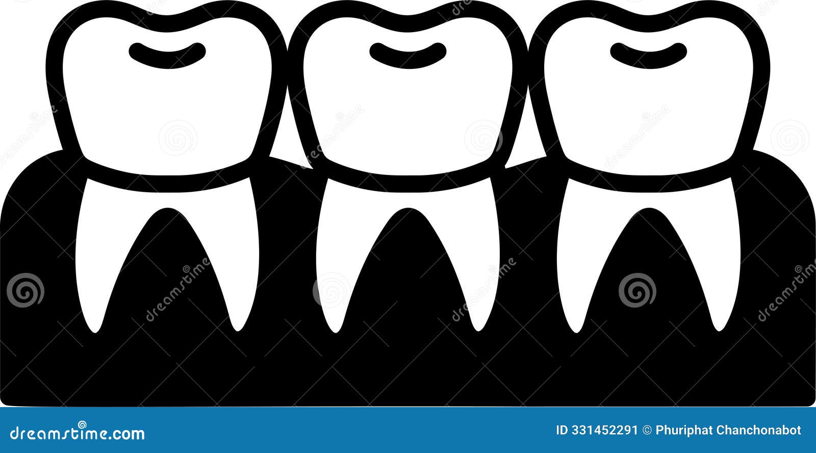 Three Teeth are Shown in a Row Stock Vector - Illustration of sign ...