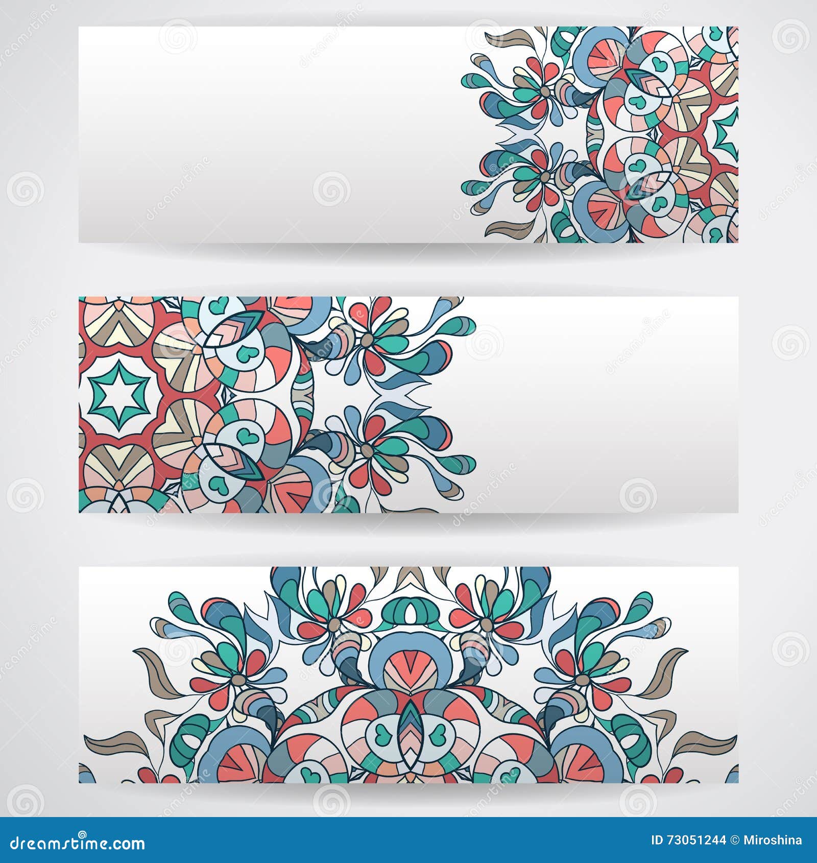 Three Templates of Horizontal Banners Stock Vector - Illustration of ...
