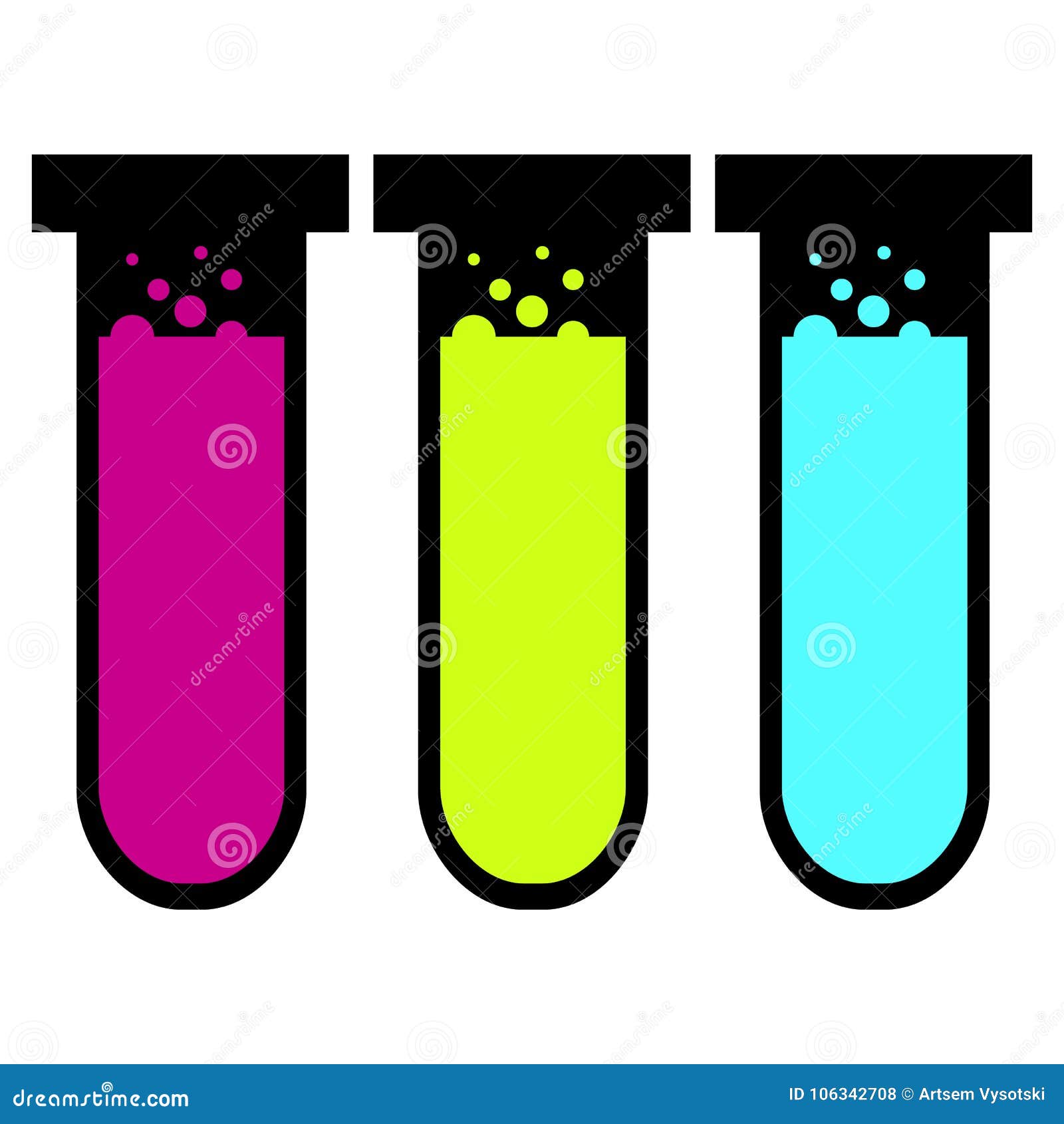 Three Test Tubes of Different Colors Stock Vector - Illustration of ...