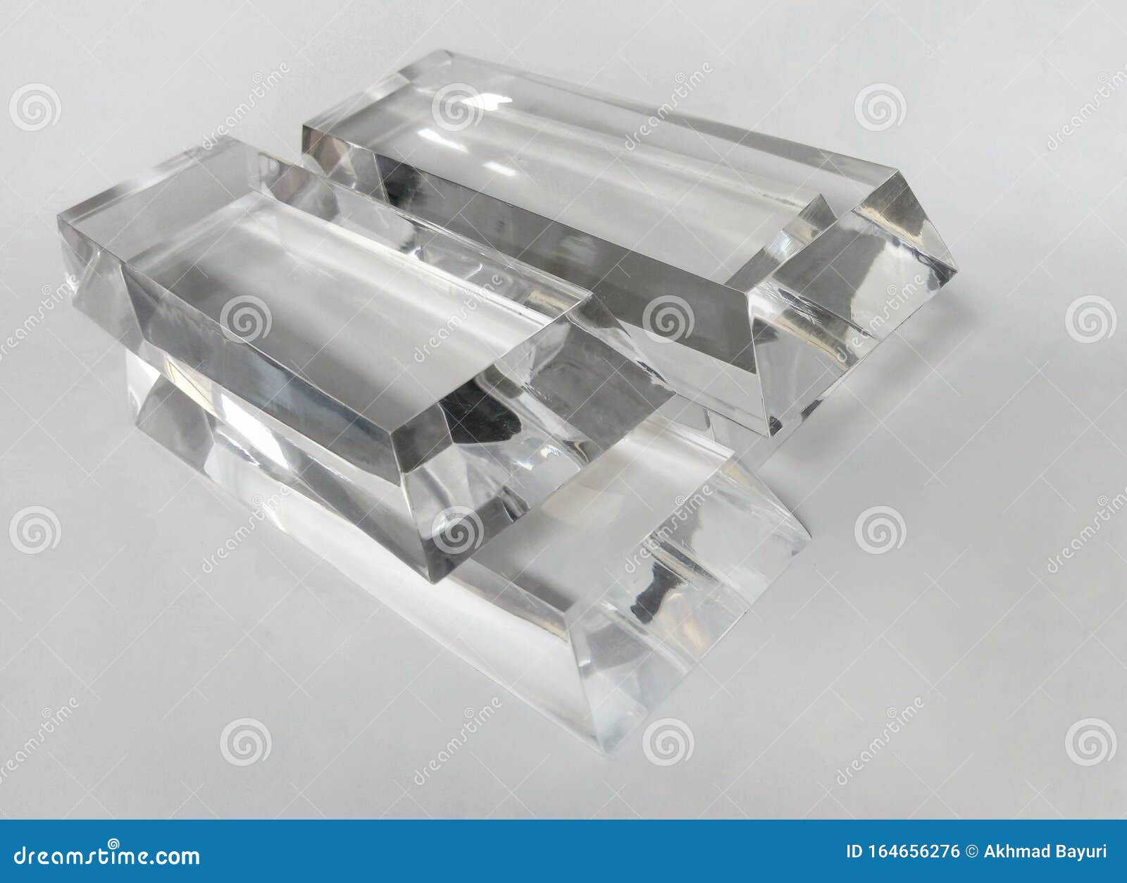 Three Thick Acrylic Rectangular Shapes with a White Background Stock ...