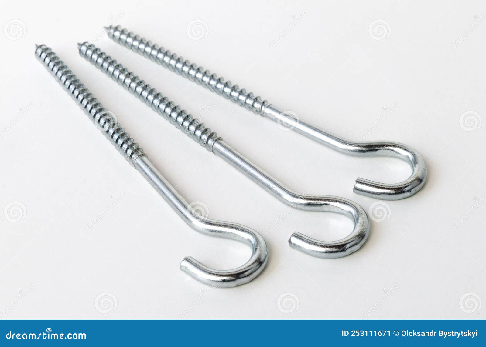 Three threaded hooks stock image. Image of stainless - 253111671