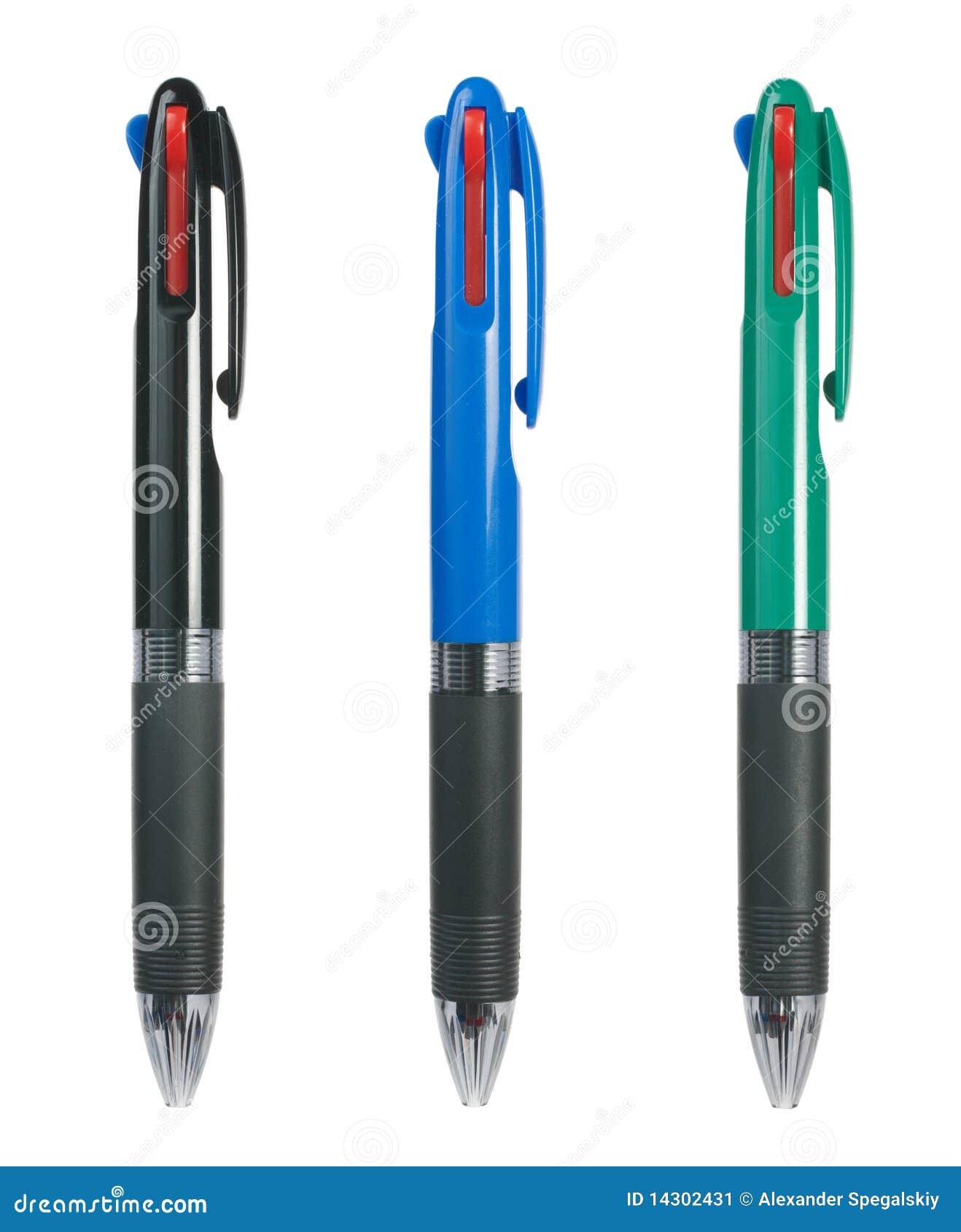 Three three-coloured pens stock image. Image of path - 14302431