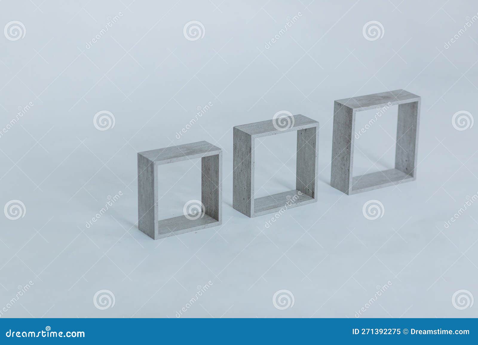 Three Three-dimensional Square Frames on a White Background. Stock ...