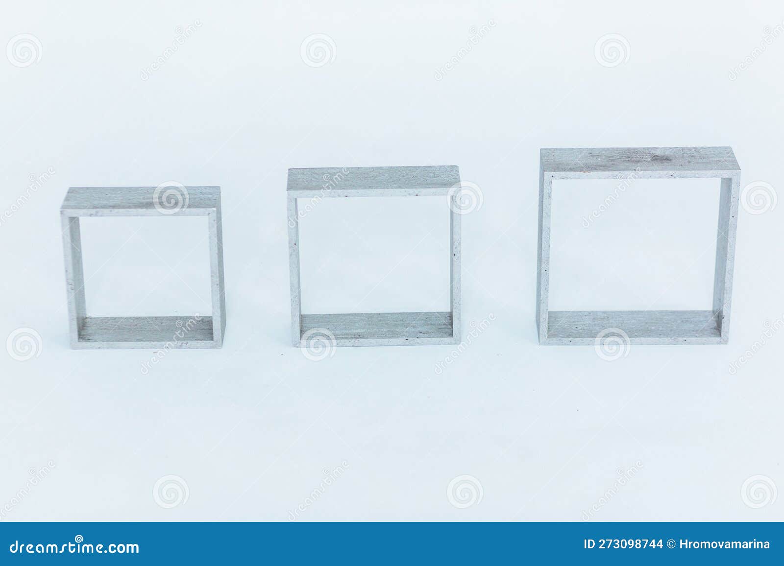 Three Three-dimensional Square Frames on a White Background. Stock ...