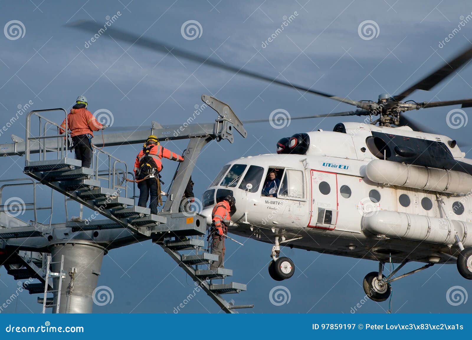Three Thumping Assemblers Under the Helicopter Editorial Photography ...