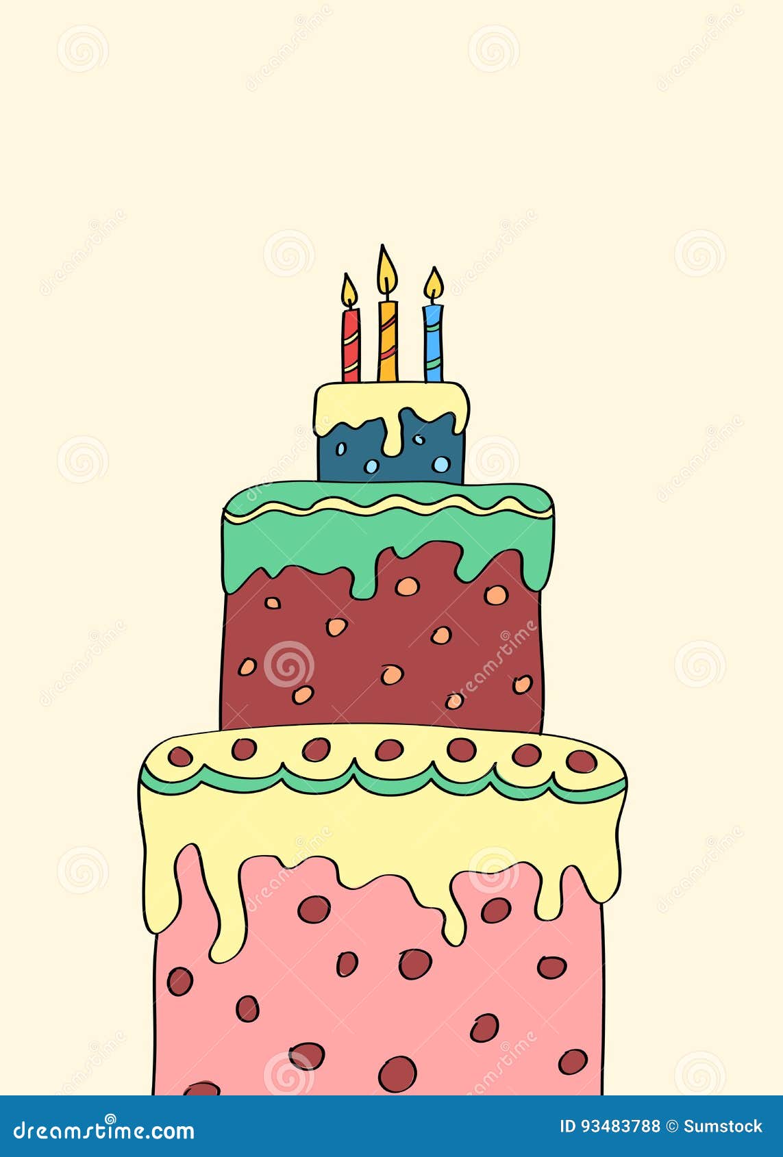 Three Tier Birthday Cake Vector Illustration | CartoonDealer.com #15316502