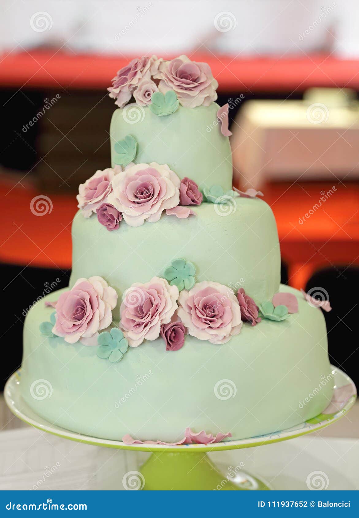 Three Tier Cake stock photo. Image of decor, flowers - 111937652