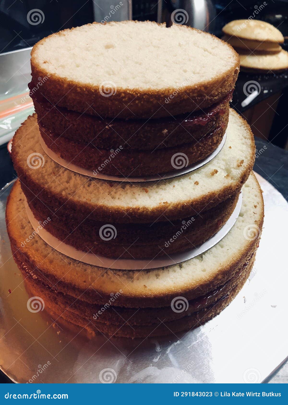 Three Tier Wedding Cake (white Cakes with Raspberry Filling Stock Image ...