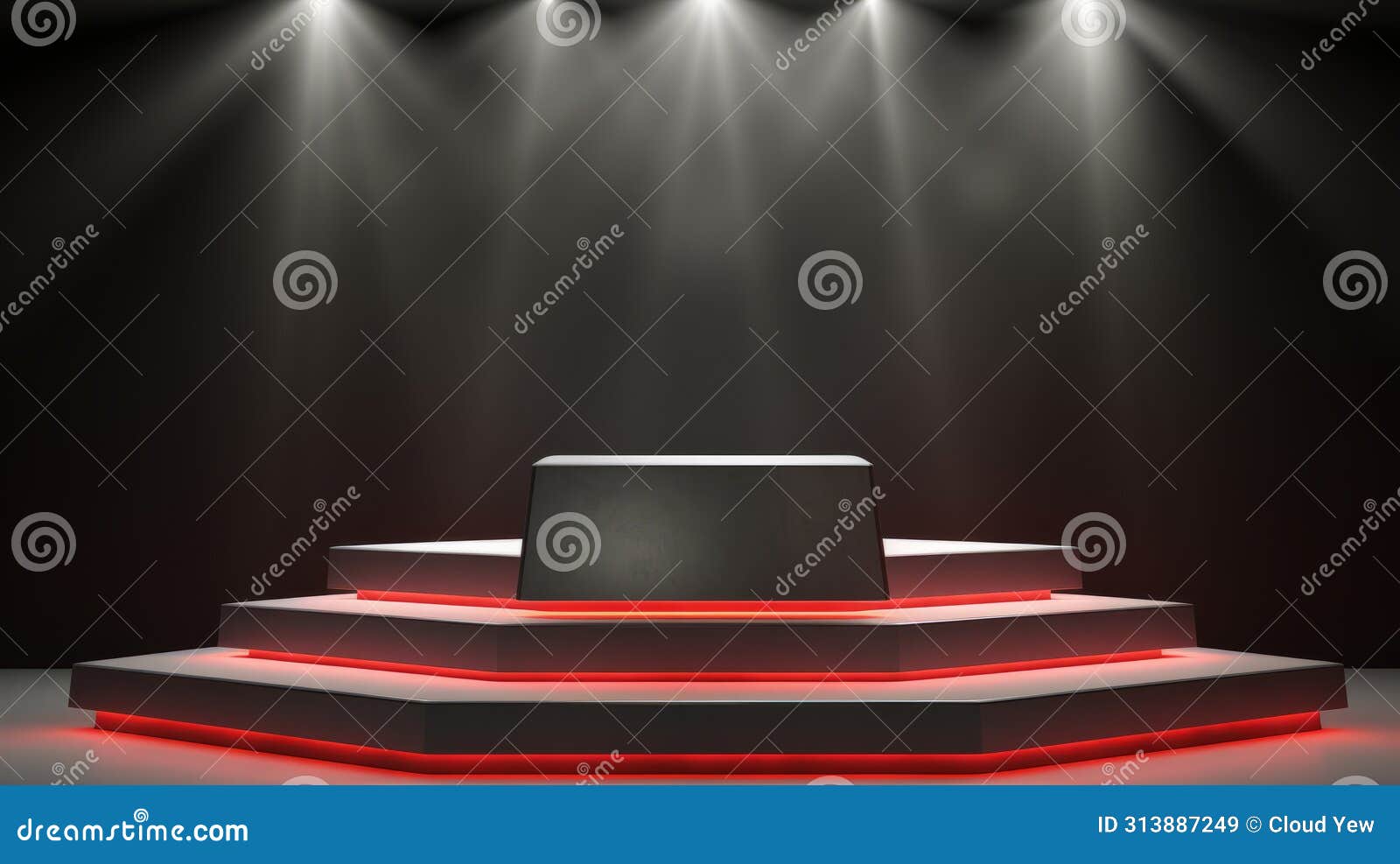 Three Tiered 3d Podium with Spotlights Stock Illustration ...