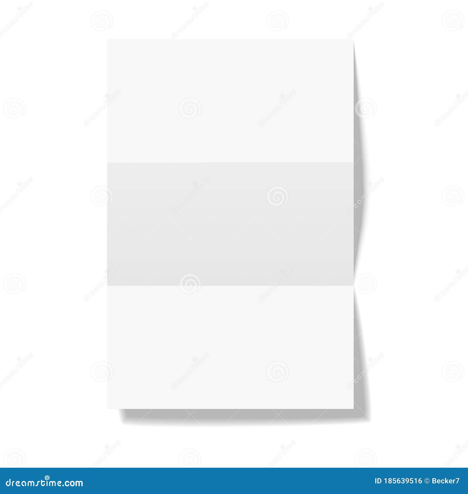 Three Times Folded Paper Sheet Isolated on White Background Stock ...