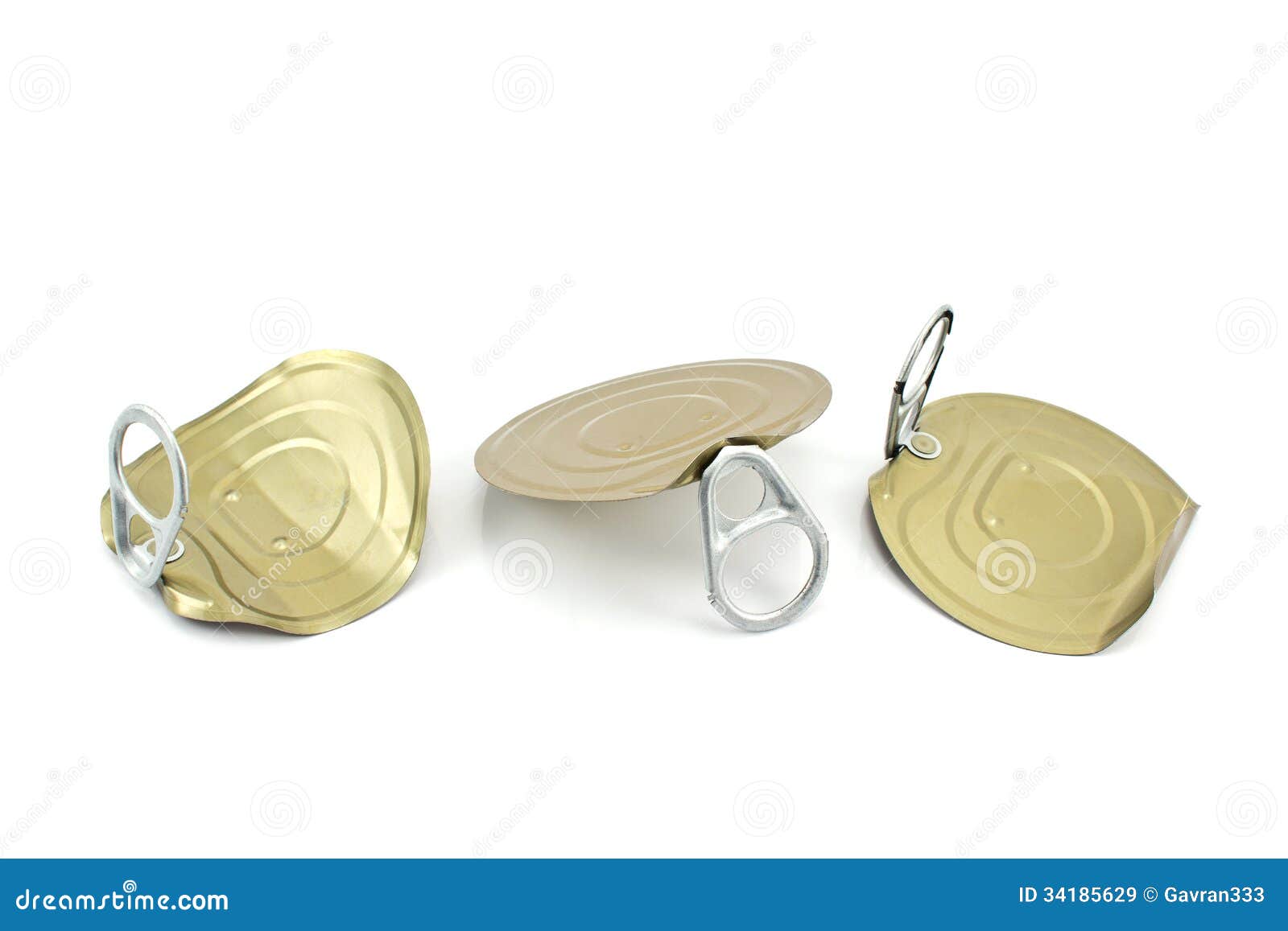 Three Tin Can Lids with Opener Stock Image - Image of package, open ...