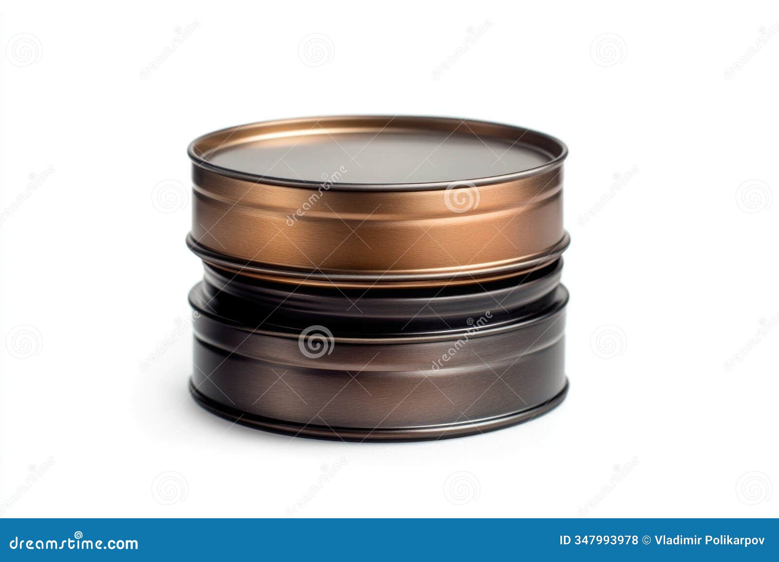 Three Tin Cans Stacked on Top of Each Other, Possibly for Storage or ...