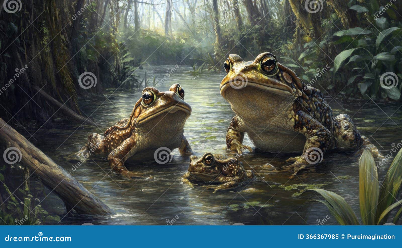 Three Toads An Stone In Black And White Vector Illustration ...